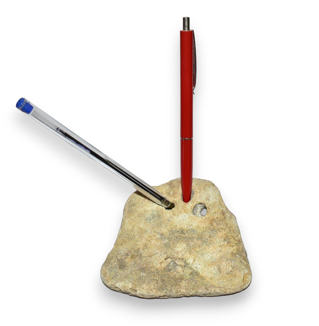 Hag Stone Pen Holder - Natural Holed Stone Pencil Holder Office ...