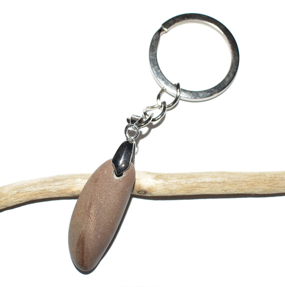 Natural Stone Keychain for Him Brown Rock Keyring Natural Keychian for ...
