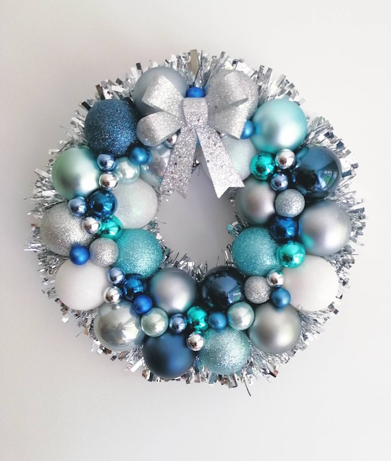 Home & Living Wreaths & Door Hangers Blue And Silver Luxury Christmas ...
