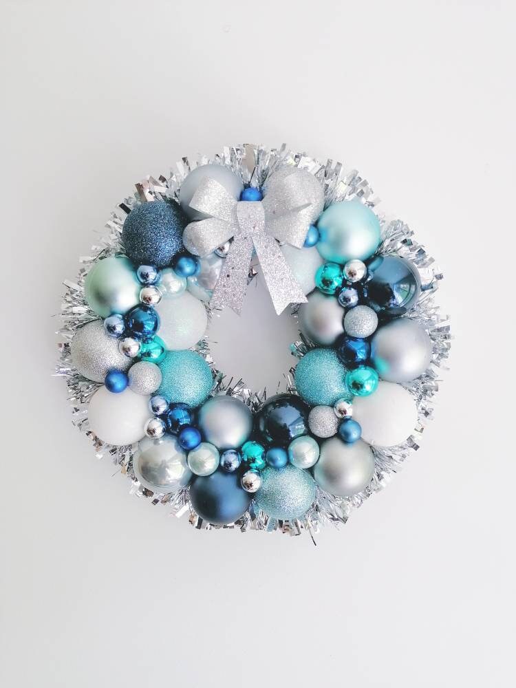 Home & Living Wreaths & Door Hangers Blue And Silver Luxury Christmas ...