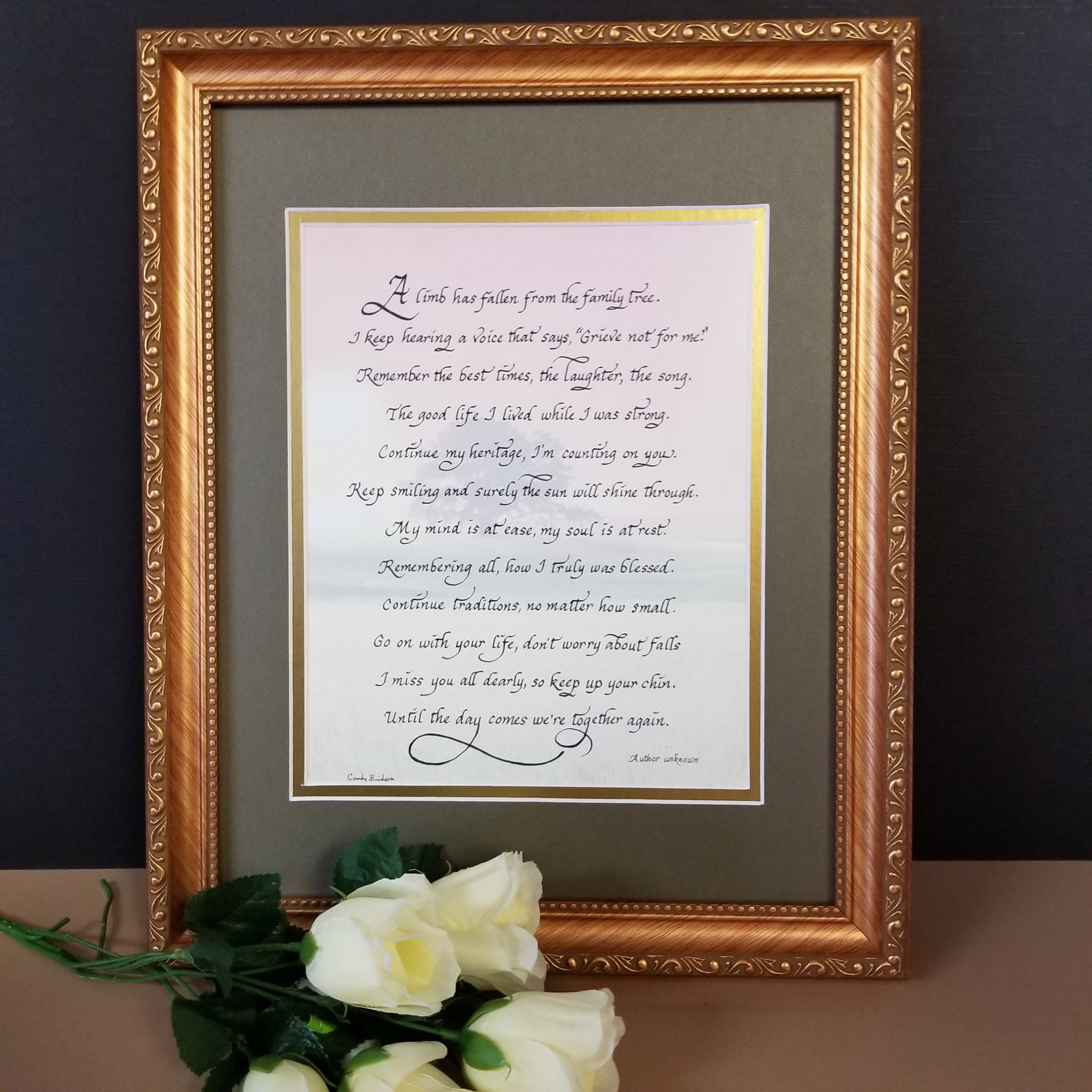 A limb has fallen from the family tree personalized funeral memorial ...