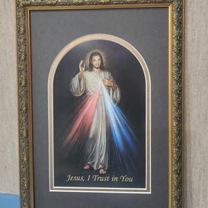 Framed Divine Mercy Print: Religious Sacred Art, Gold Frame - Etsy