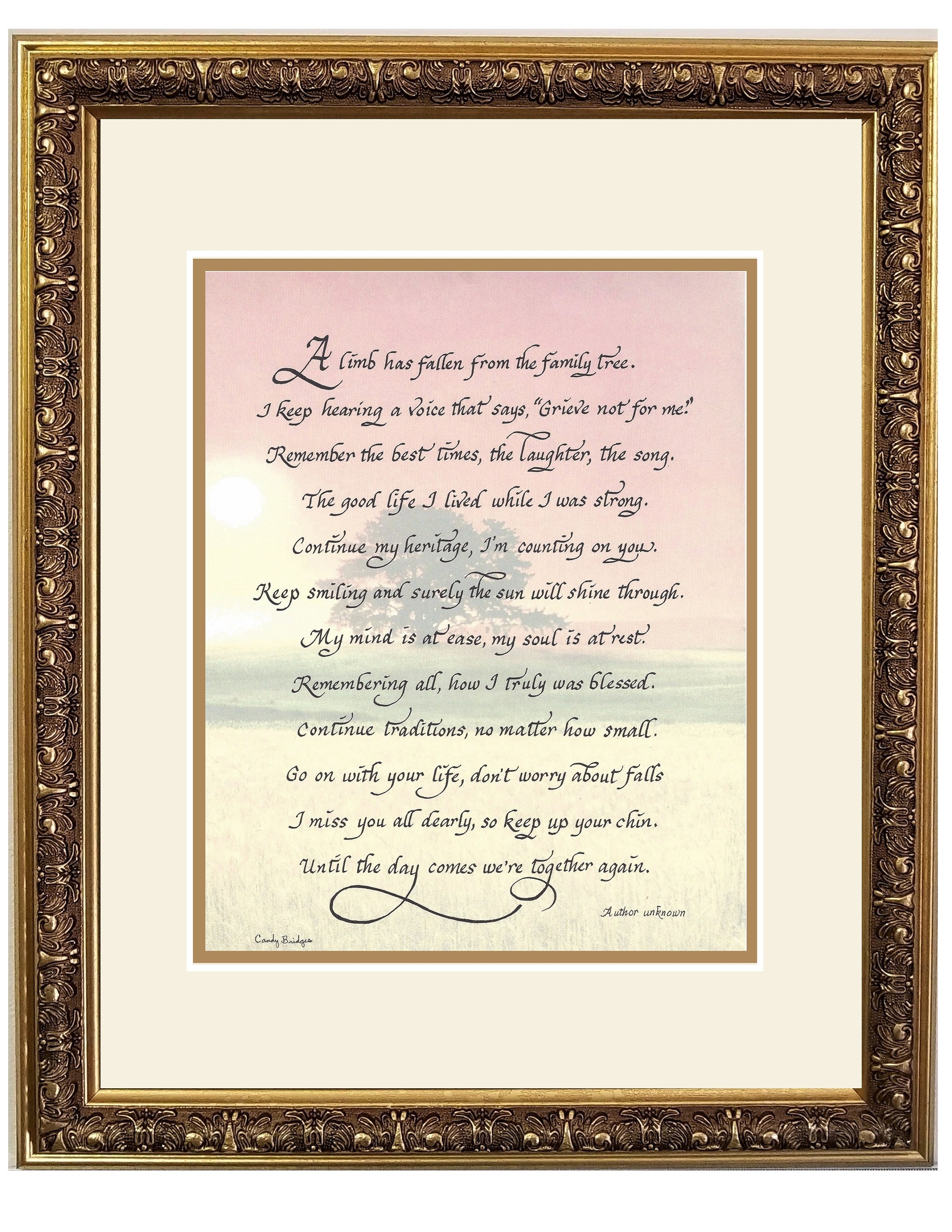 A limb has fallen from the family tree poem for funeral | Etsy