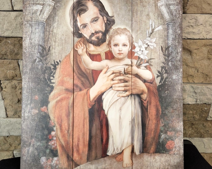 St. Joseph and Baby Jesus Art Print, Catholic Art, Saint Art, St ...