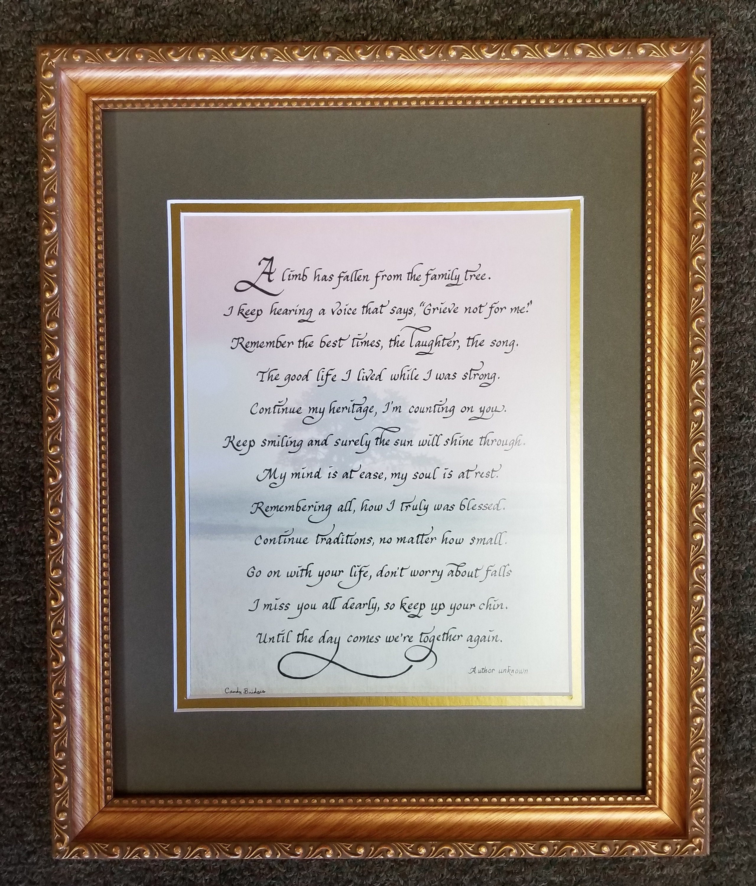 A limb has fallen from the family tree personalized funeral memorial ...