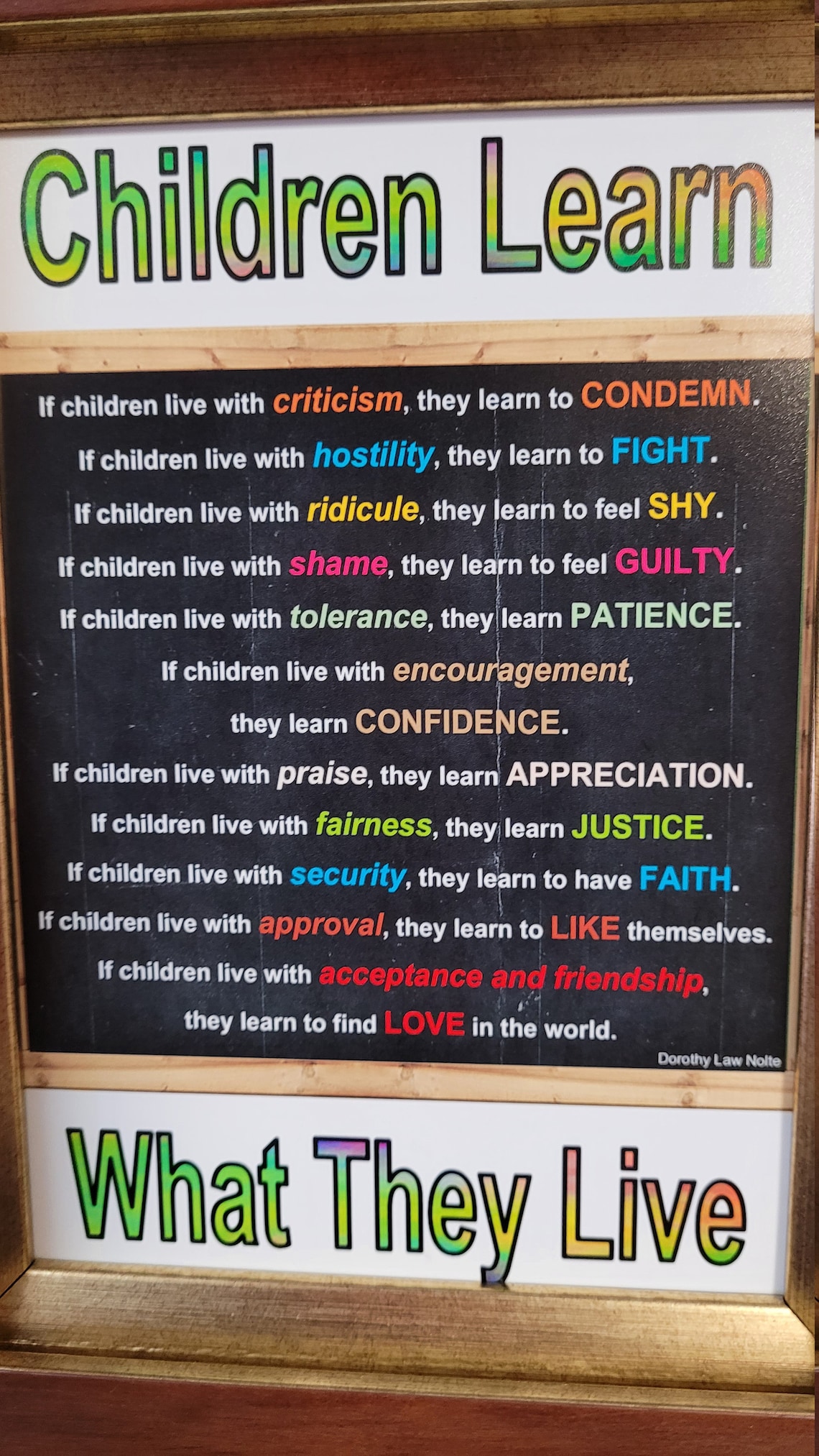 Children Learn What They Live Poem Quote by Dorothy Law Nolte - Etsy