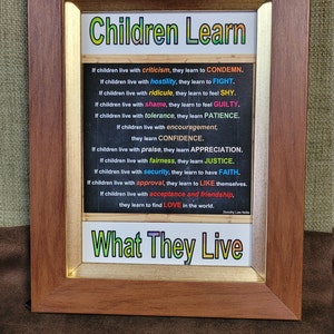 Children Learn What They Live Poem Quote by Dorothy Law Nolte Colorful ...