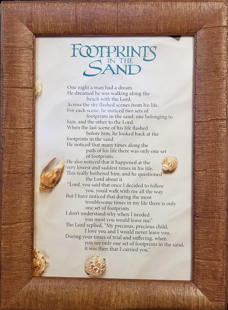 Footprints in the Sand Inspirational Framed Poem - Etsy