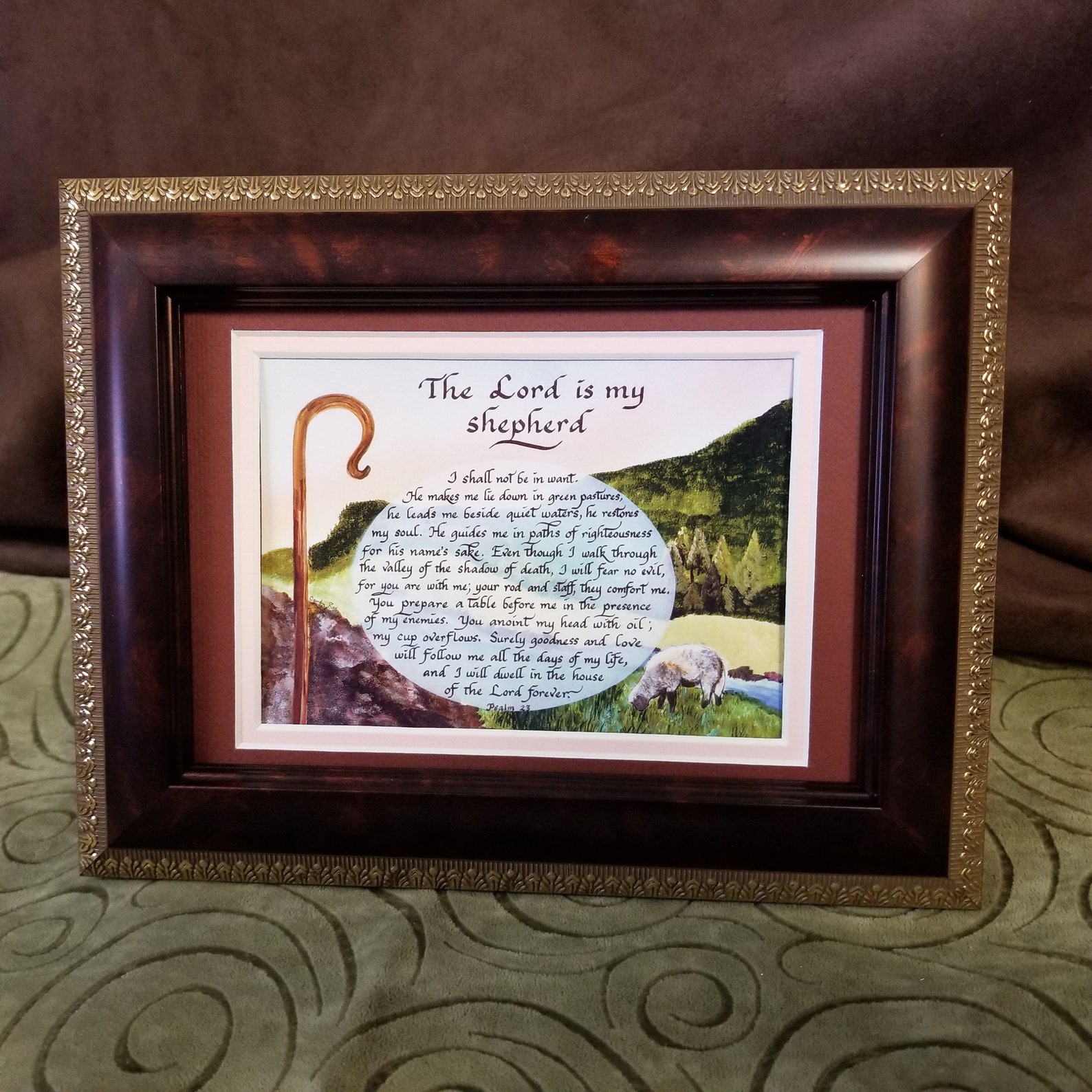 The Lord is My Shepherd Framed Calligraphy and Art Verse for - Etsy