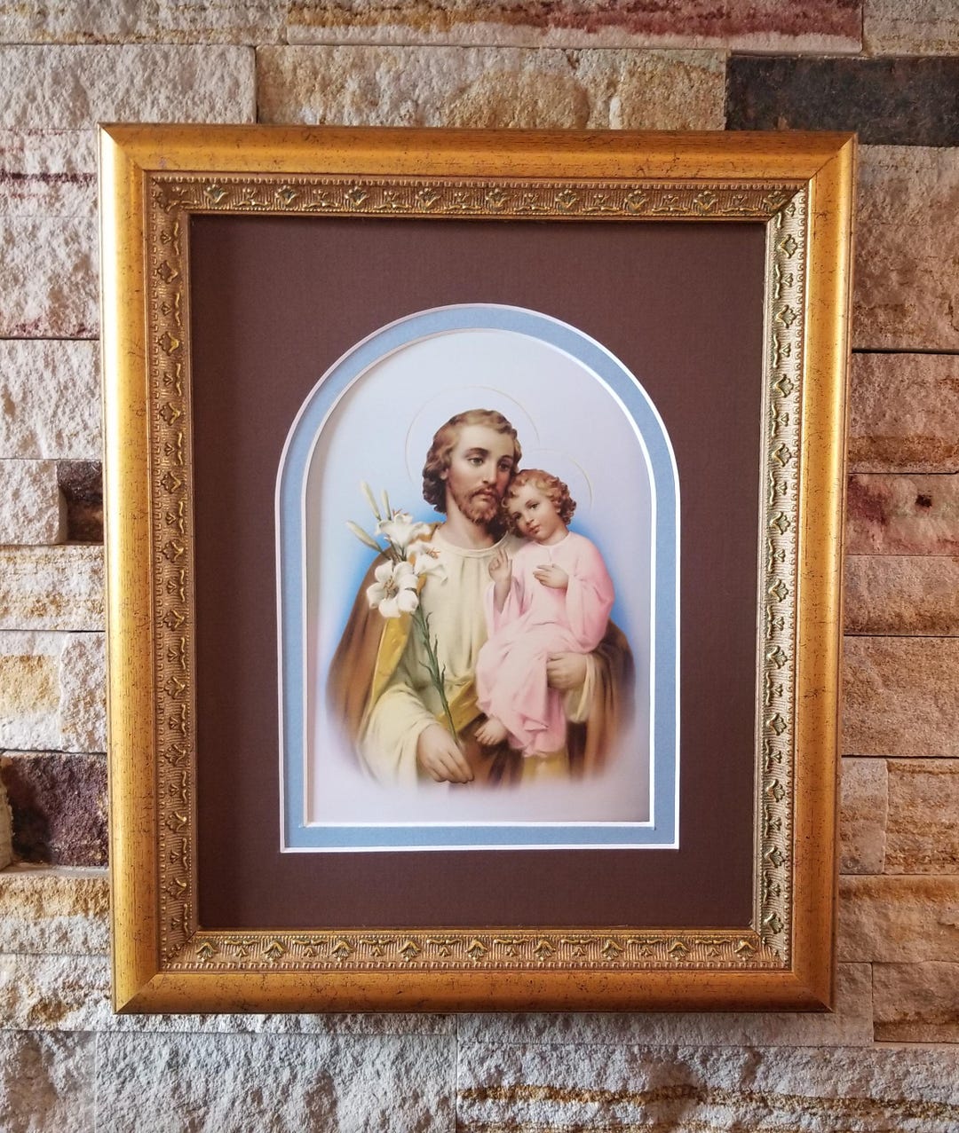 Saint Joseph and the Child Jesus Print Framed and Matted Picture St ...