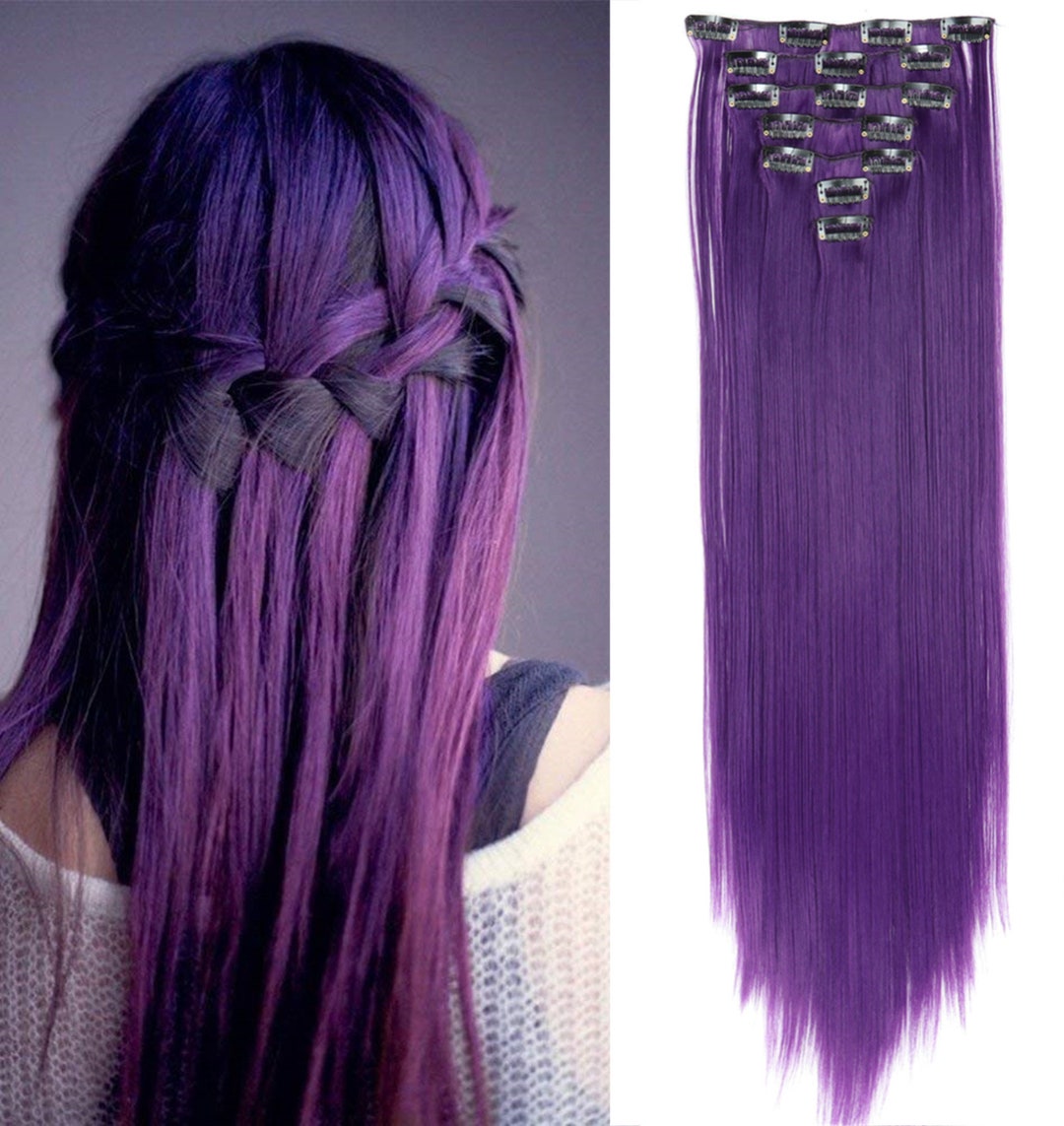 23inch Long Purple Clip in Hair Extensions With 7pcs 16clips - Etsy