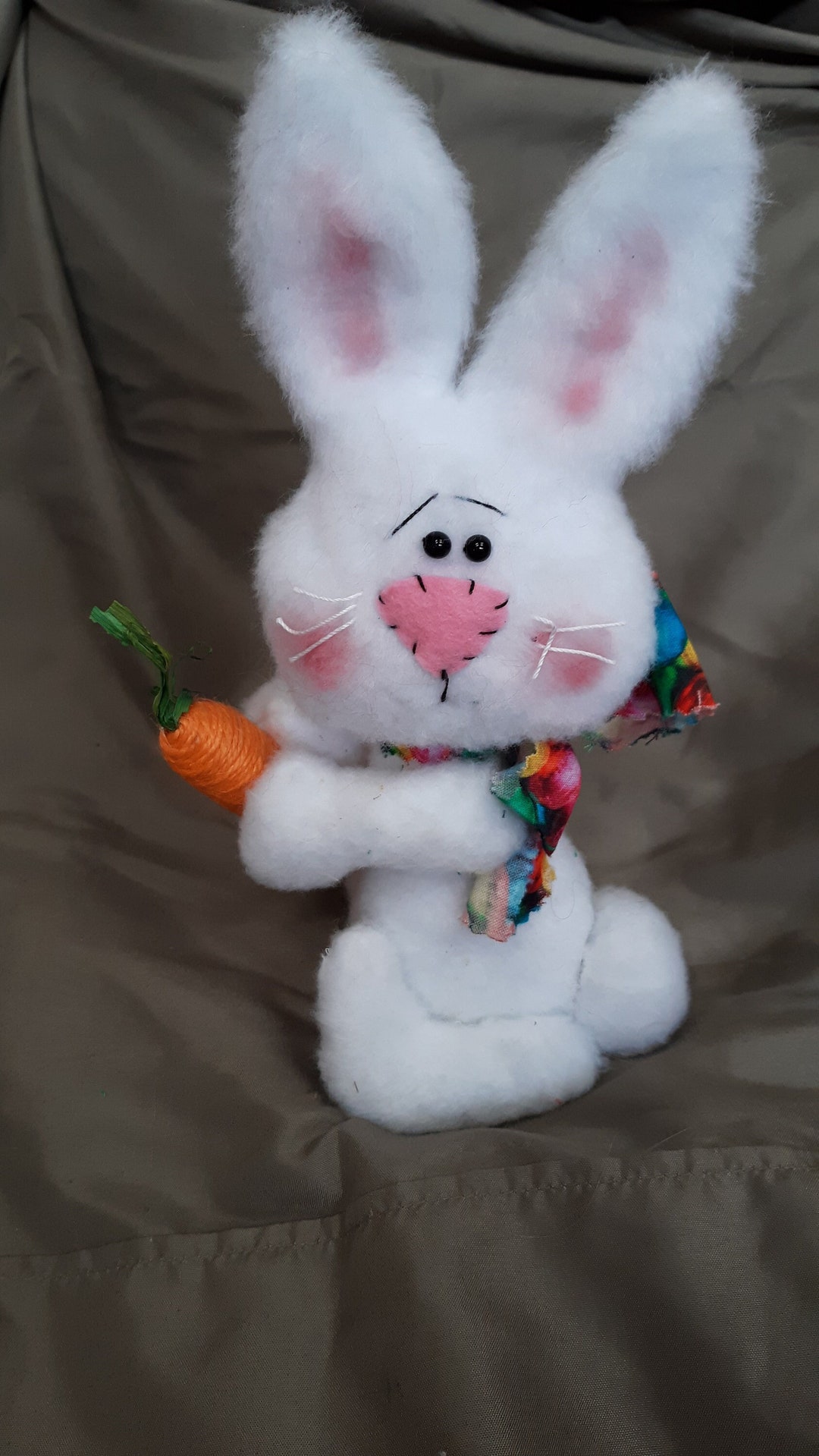 Plush Bunny With Carrot, Prim Bunny, Bunny Shelf Sitter, Spring Bunny ...