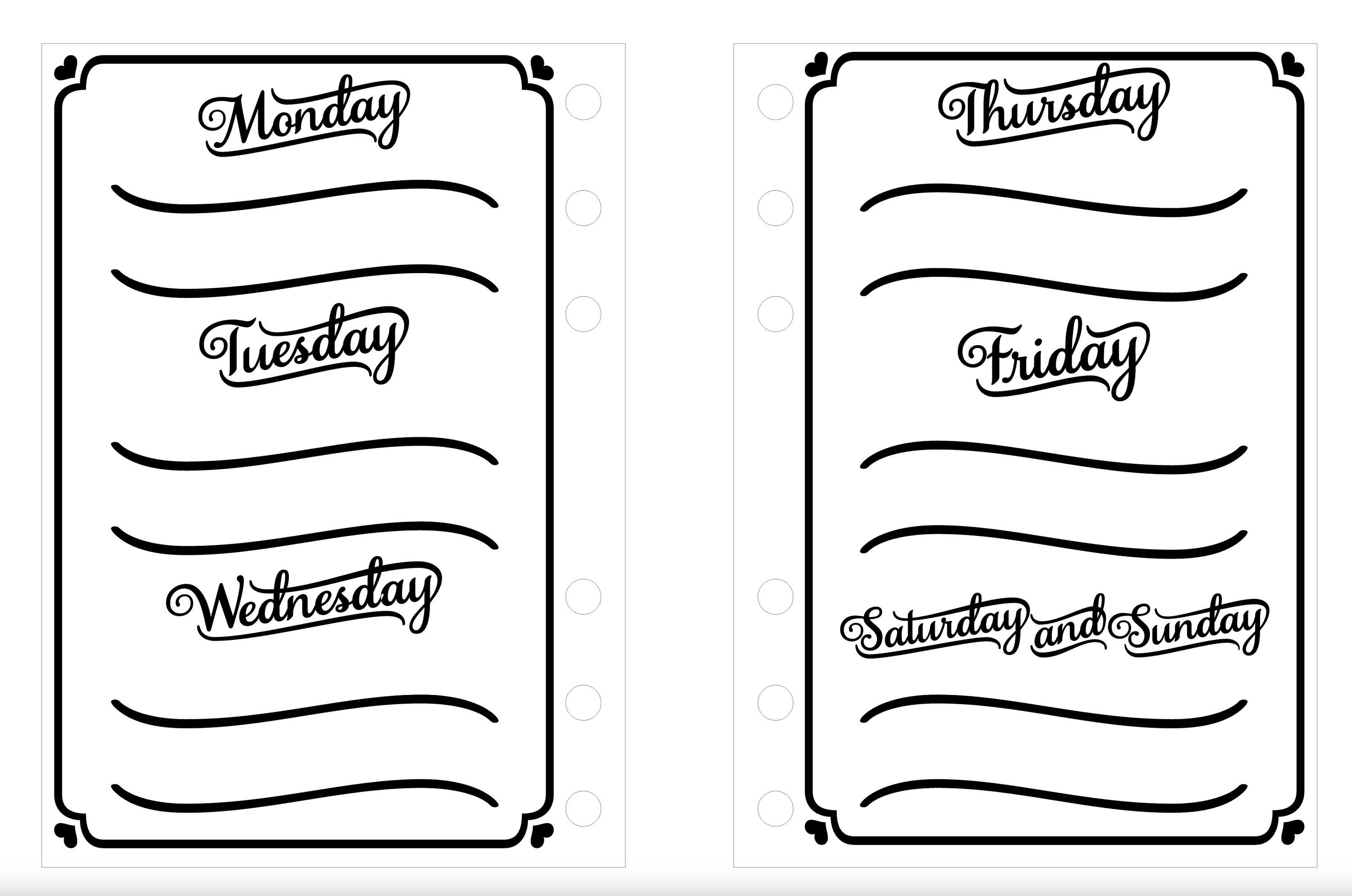 Simple Black and White Printable Planner Pages With a Flair A6 Size - Etsy