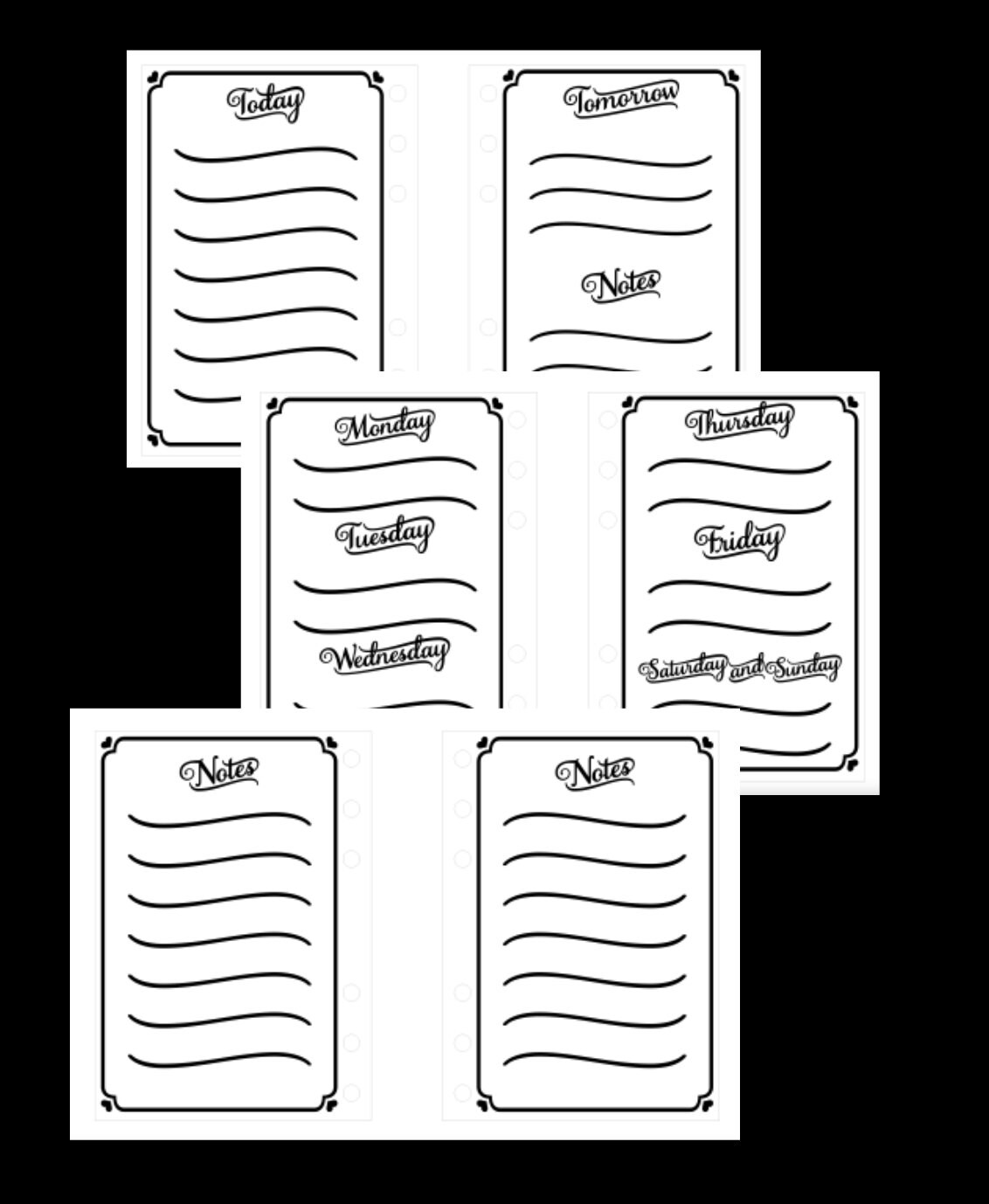 Simple Black and White Printable Planner Pages With a Flair A6 Size - Etsy