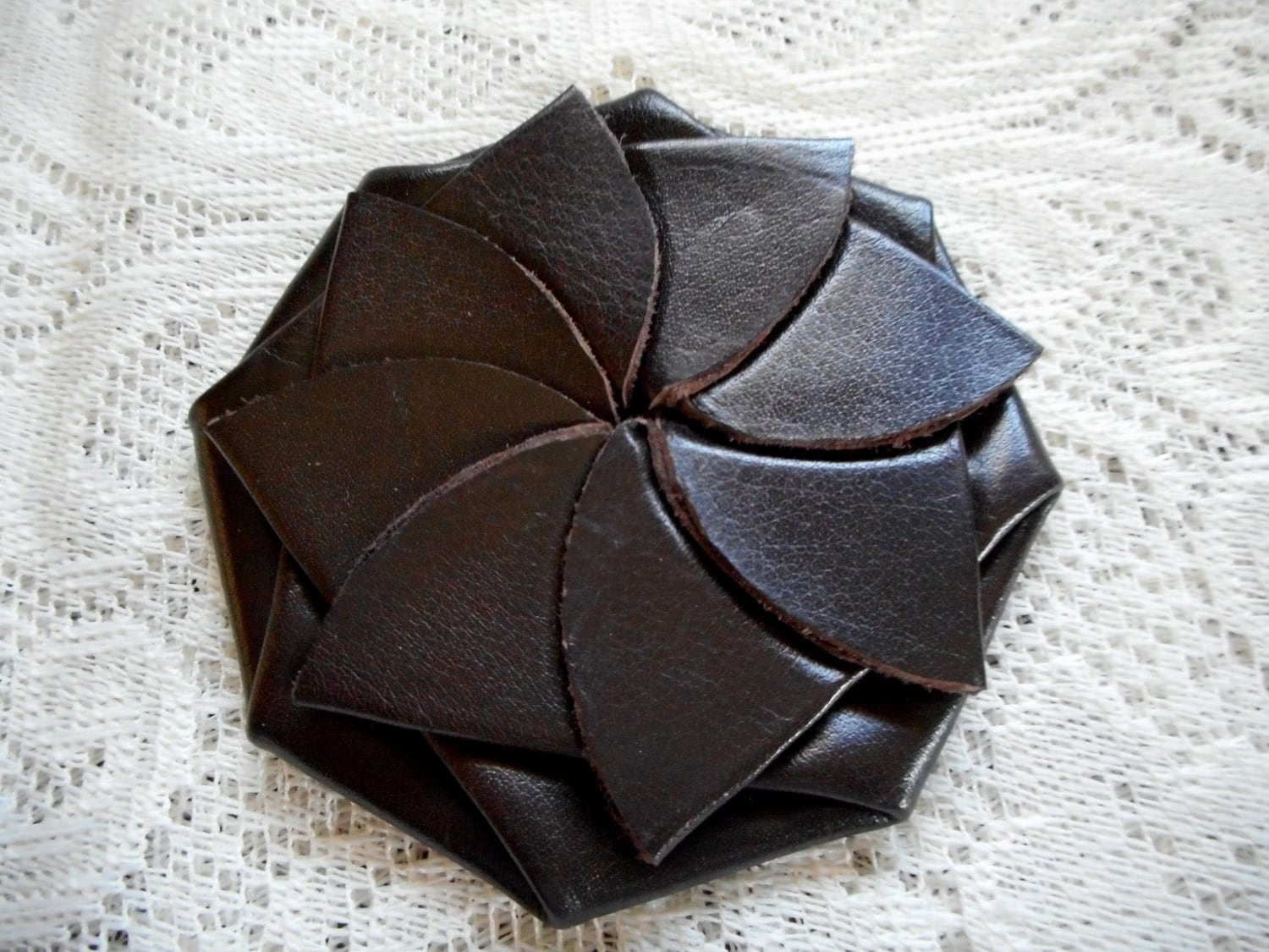 Dark Brown Pinwheel Genuine Leather Coin Purse..Old Vintage | Etsy