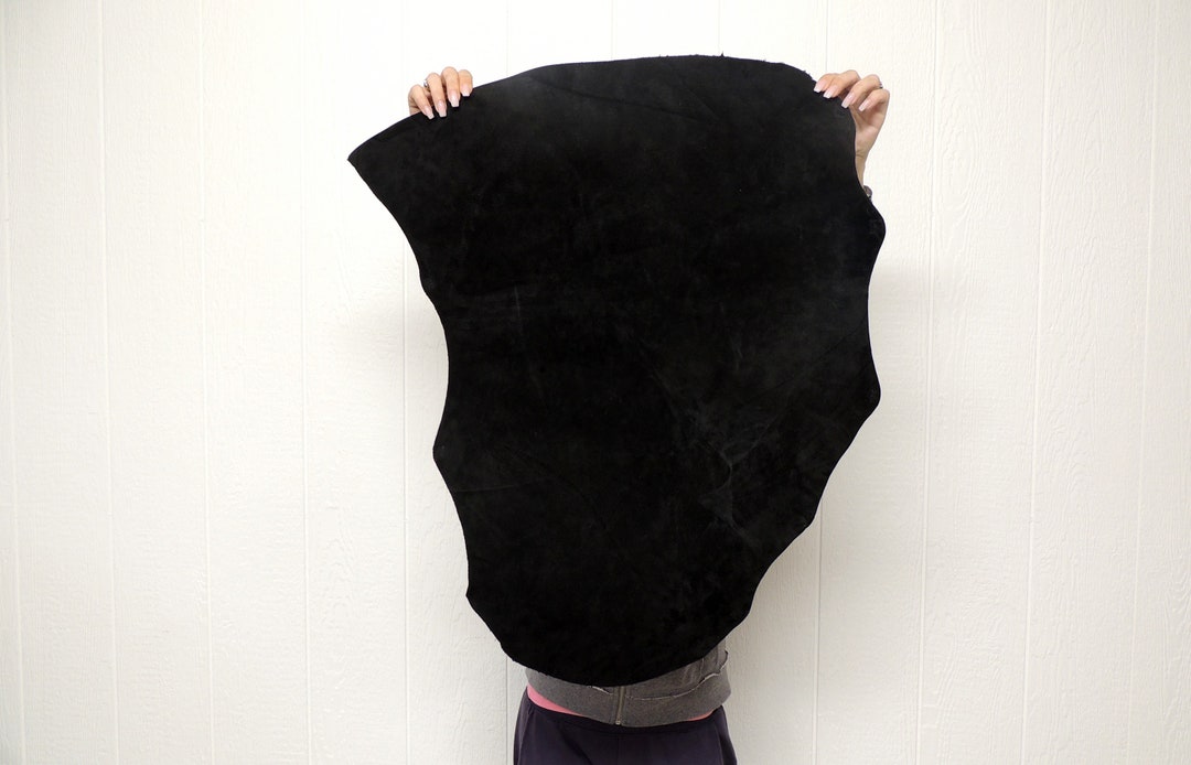 3-4 Oz. BLACK Garment Suede Leather Hide for Native American SCA LARP ...