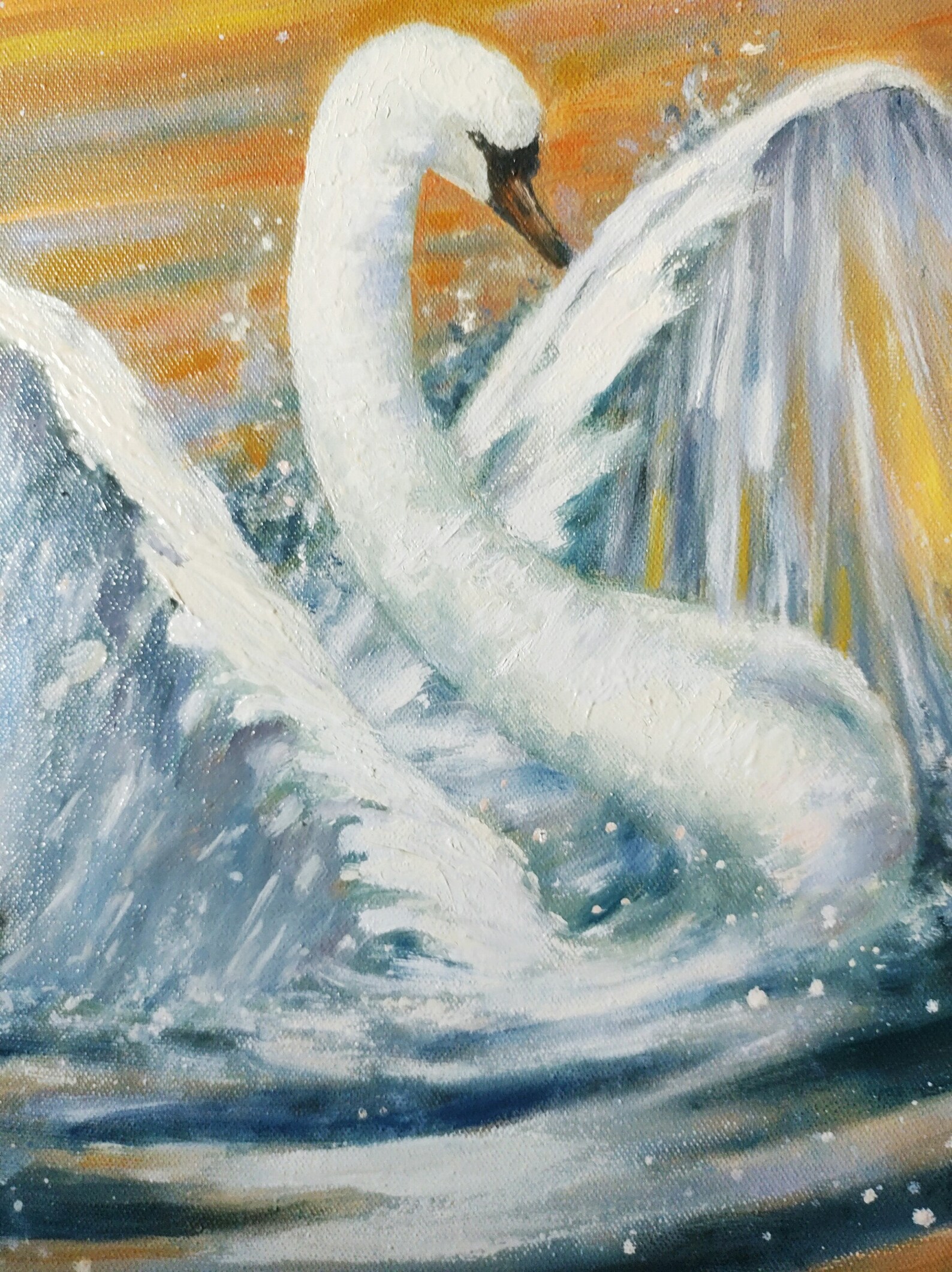 Pintura lienzo cisnes al óleo cisne. paisaje hermosos | Etsy