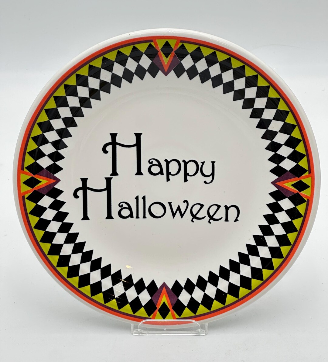 Fiesta Harlequin Happy Halloween Decal Luncheon Plate White 9” Ceramic ...