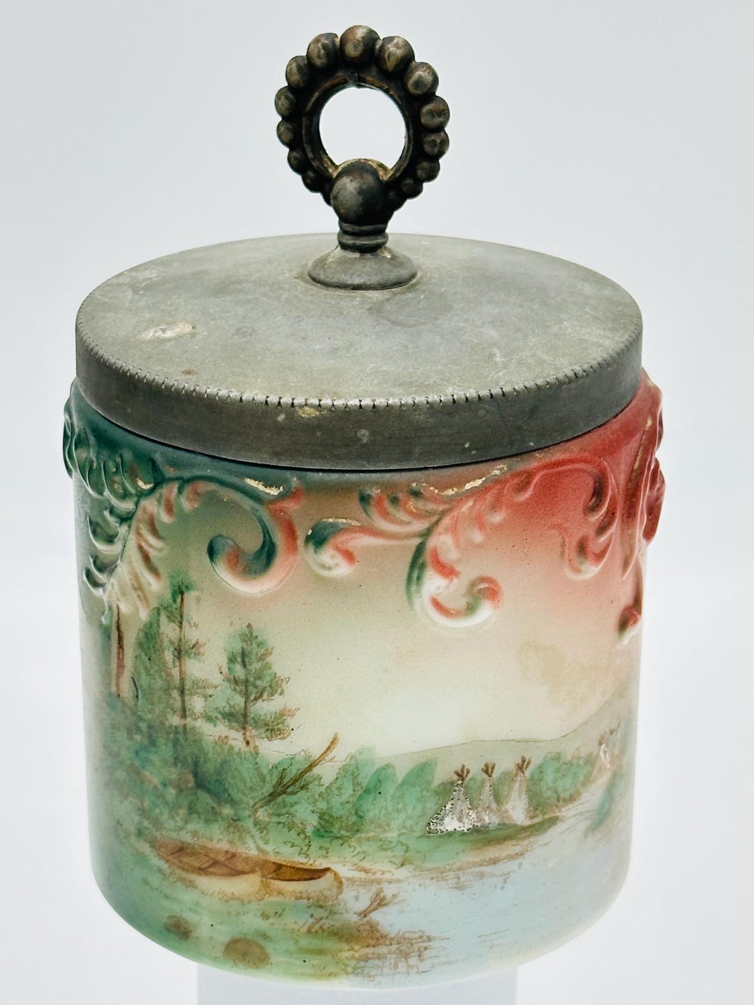 Handel Ware Cigarette Cigar Jar Humidor Accesory Scenic River Teepee ...