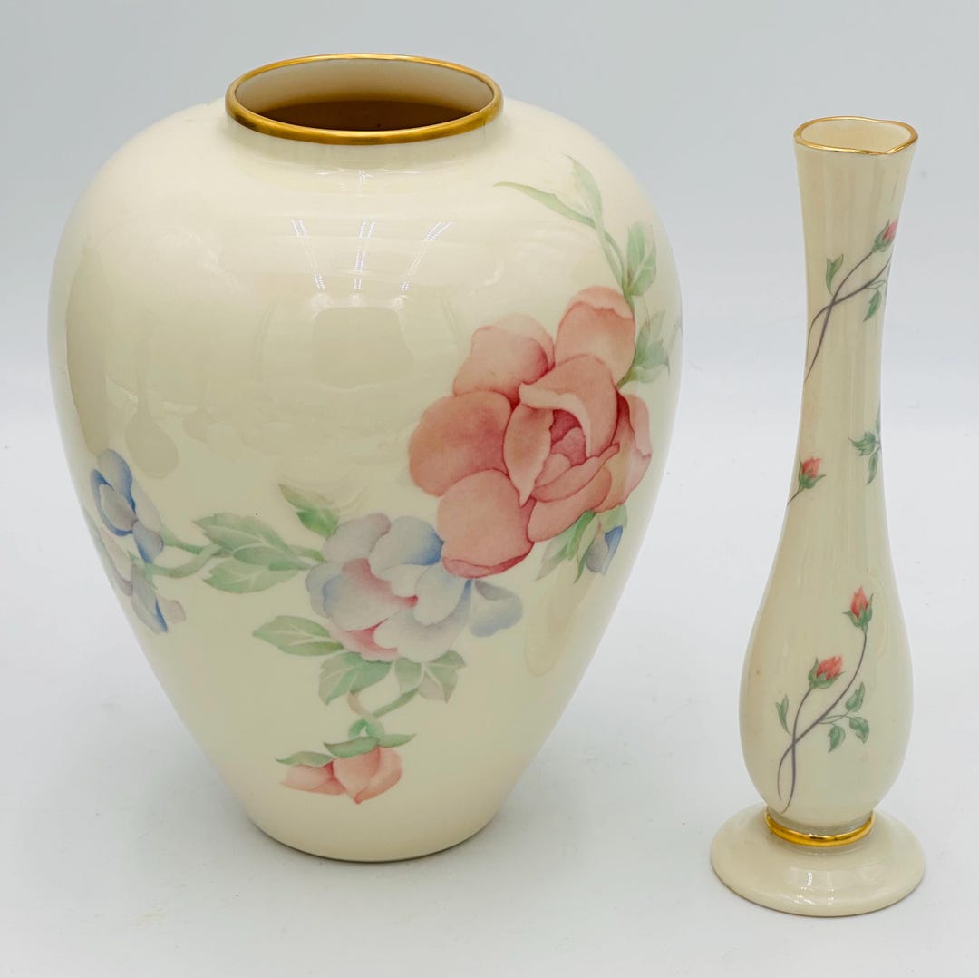 Lenox Floral Painted Vase Rose Manor Bud - Etsy