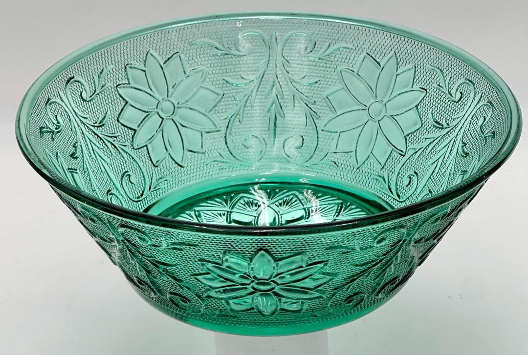 Indiana Glass Tiara Spruce 8” Round Serving Bowl Dish Green Pressed - Etsy