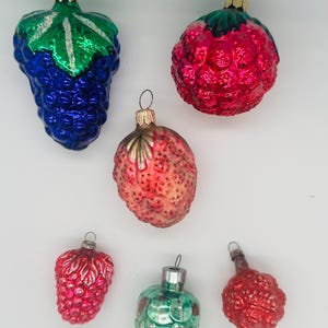 Vintage Glass Berry Ornaments Inga Glas Radko Fruit Grapes Silvered ...