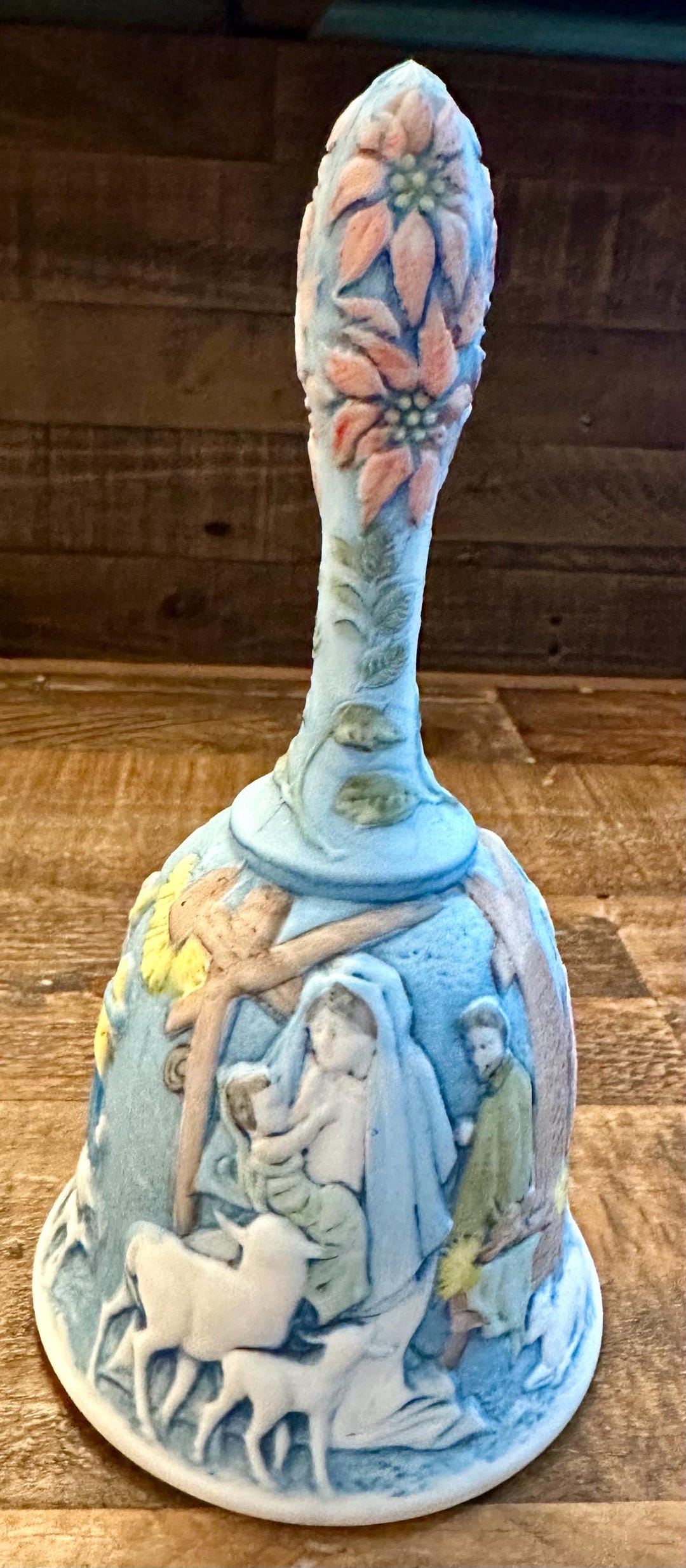 Fenton Porcelain China Nativity Scene Bell Blue Hand Painted Signed - Etsy