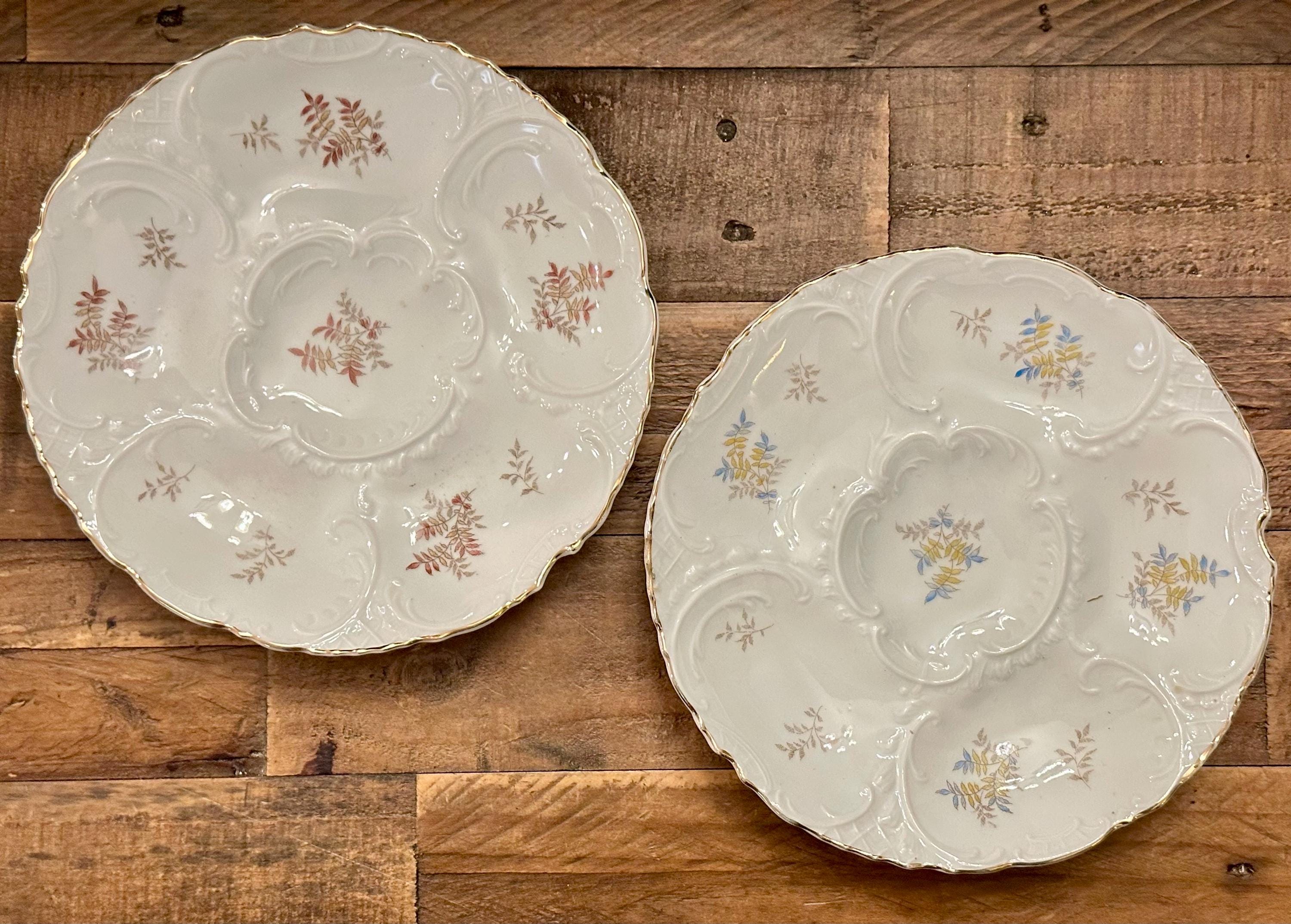 Weimar Germany Oyster Plates 6 Well German China Porcelain Floral ...