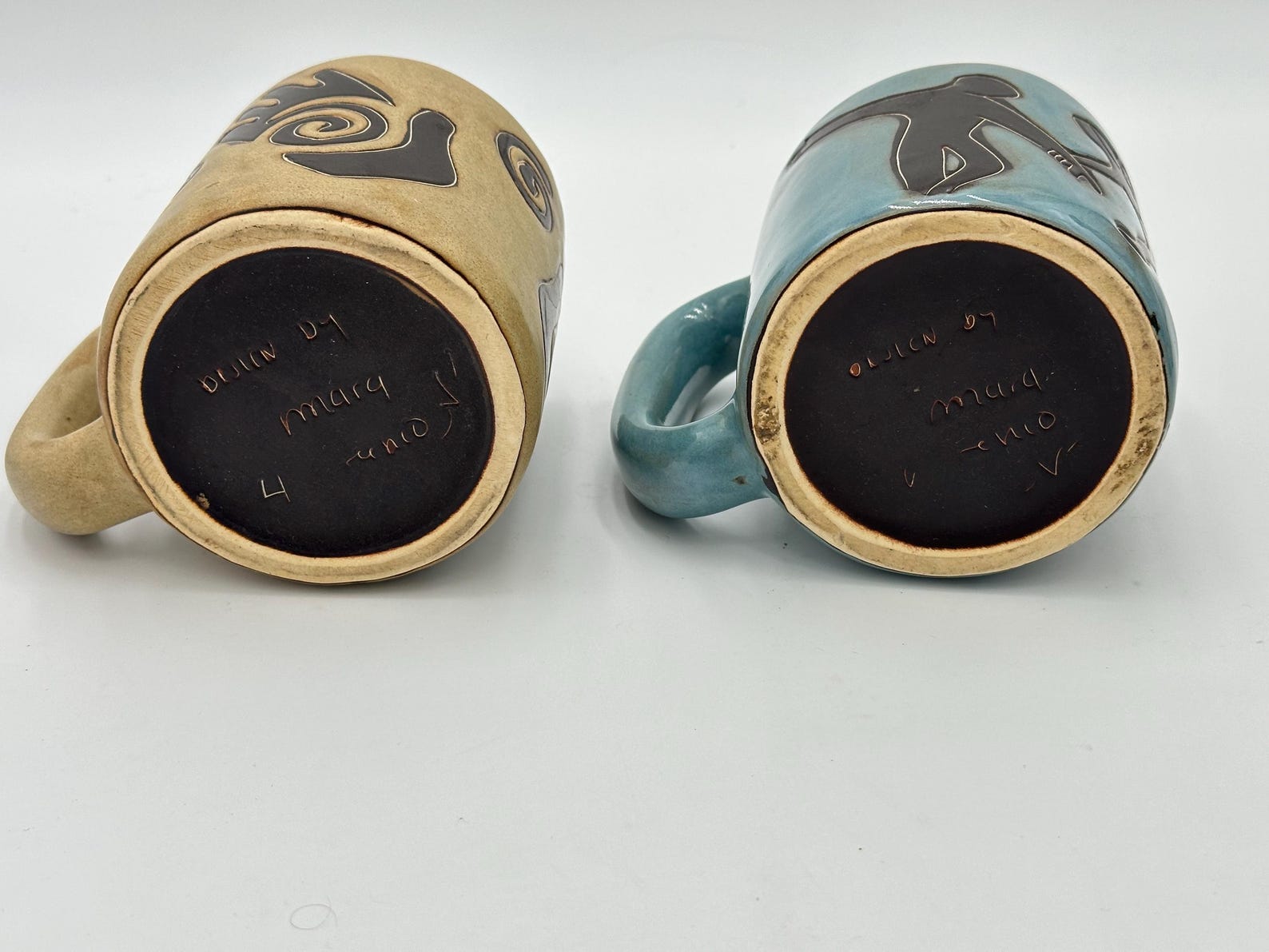 Set of 2 Mara Mexico Art Pottery Coffee Mug Cups Dancing Figures Hopi ...