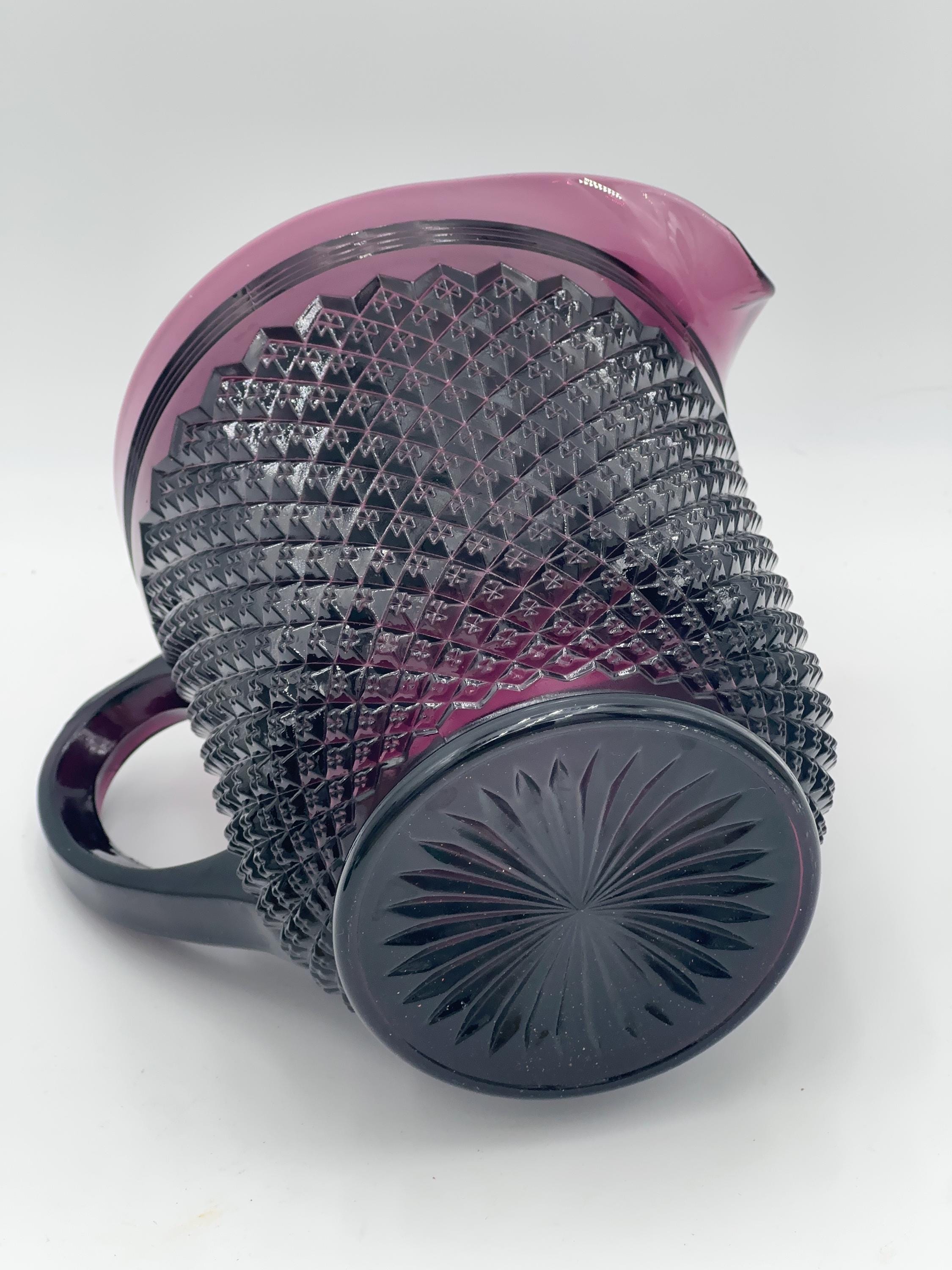 Mosser Glass Addison Amethyst Purple Pitcher 48oz Diamond Point Barware ...
