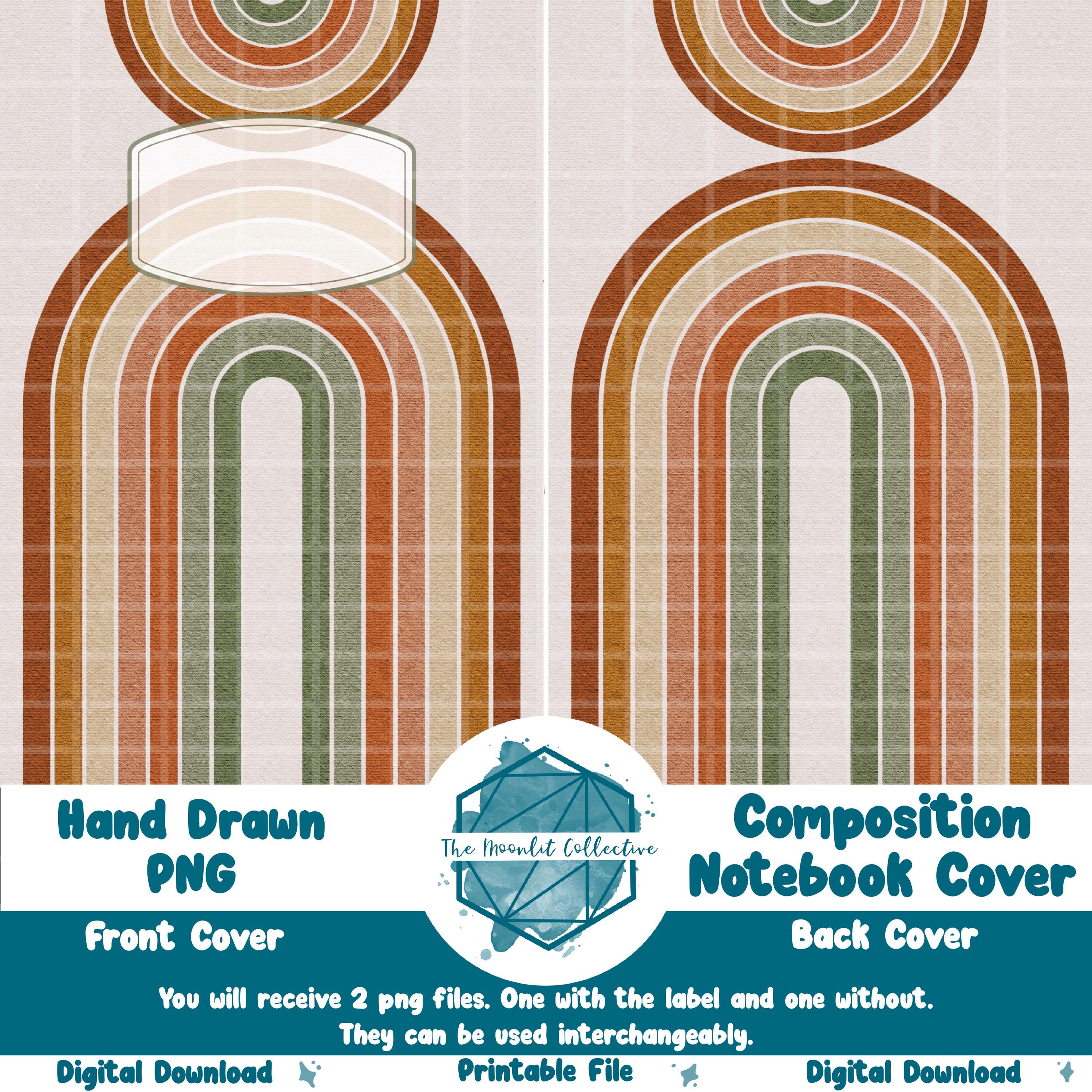 Boho Lines Notebook Cover PNG: Printable Composition Notebook (digital ...