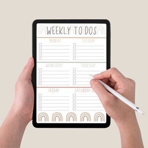 Boho Rainbow Weekly to Do List, Printable, Digital, Goodnotes, Digital ...
