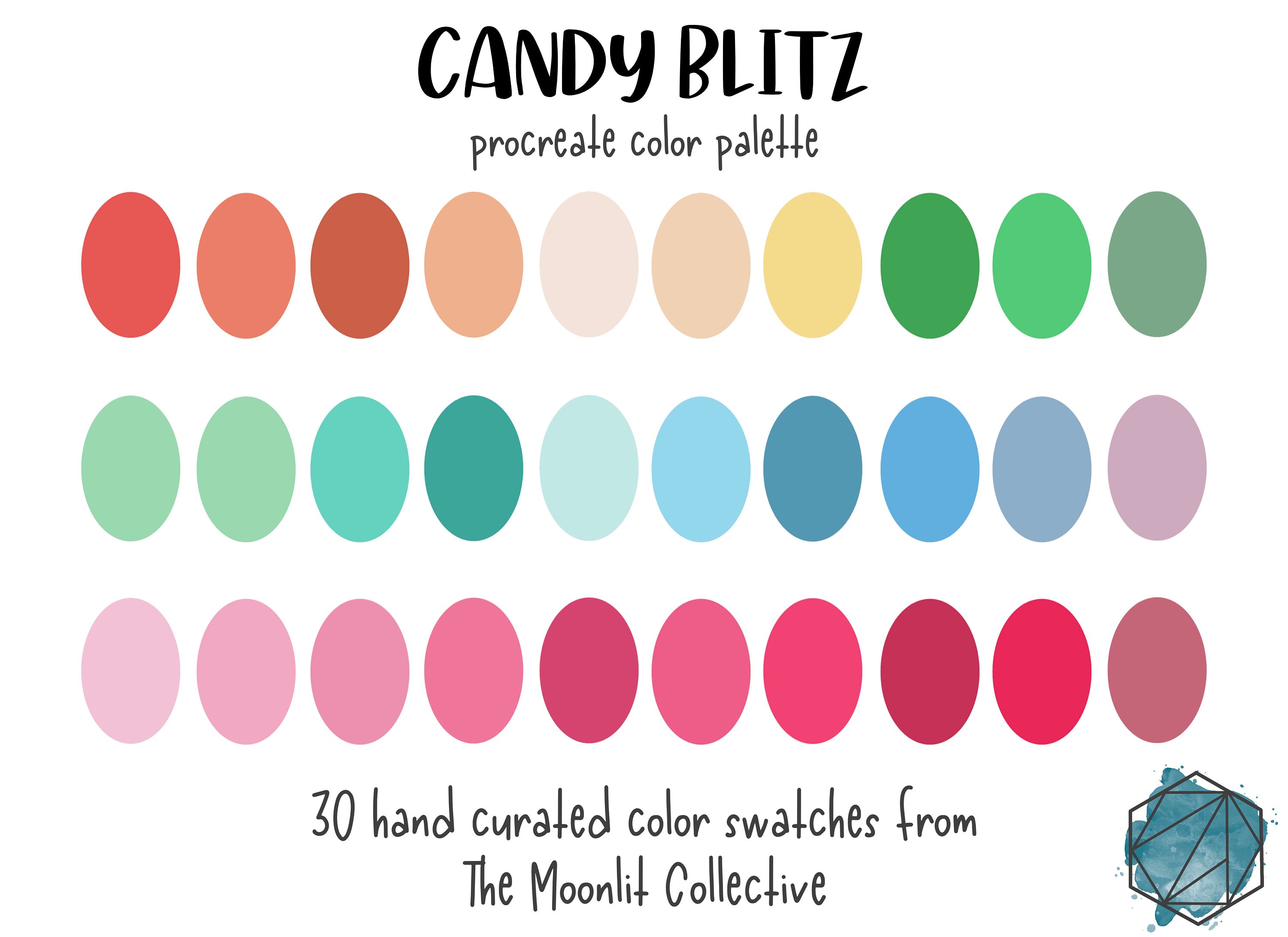 Candy Blitz Procreate Color Palette | 30 Colors | Color Palette ...