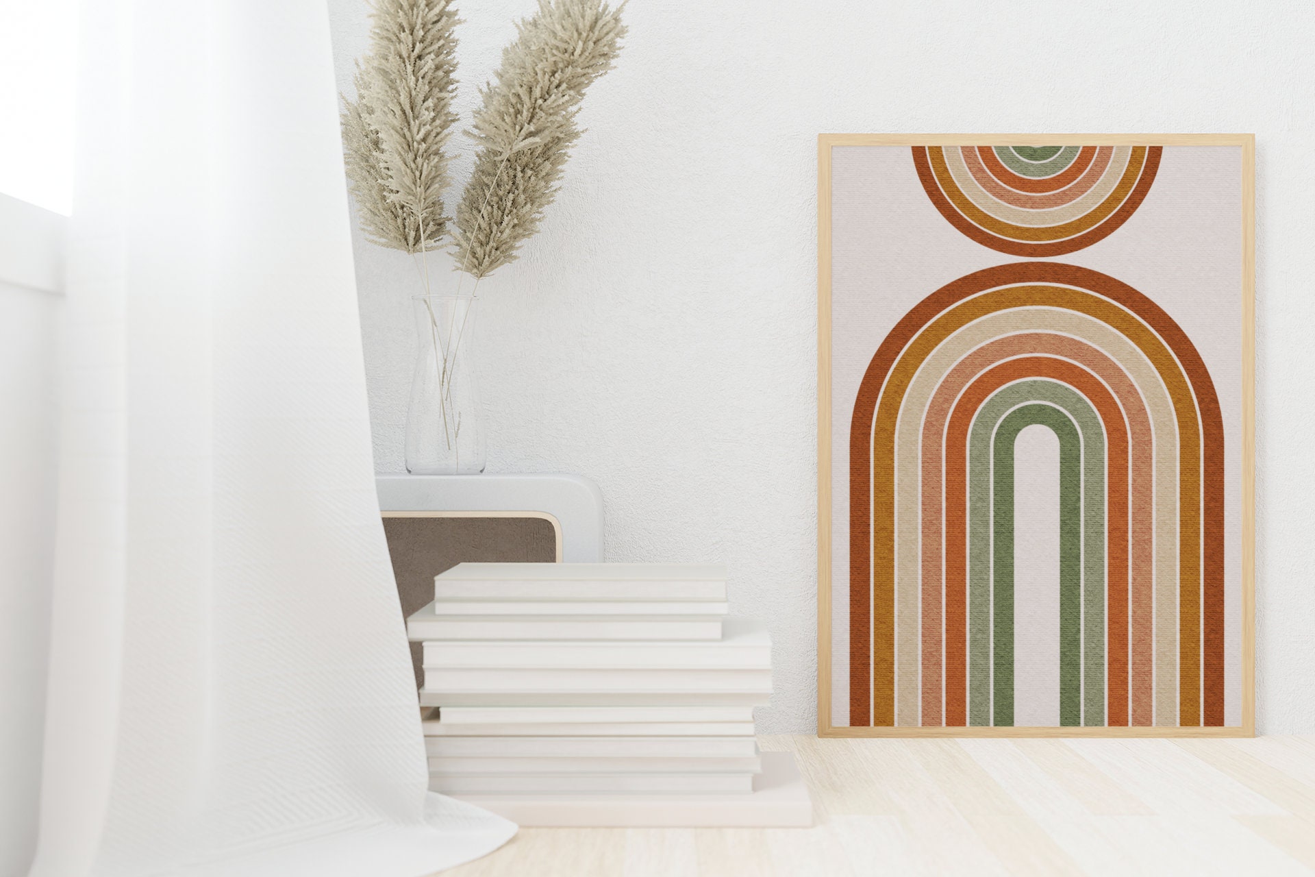 Boho Lines, Rainbow, Digital Wallpaper, Printable Print, Digital ...