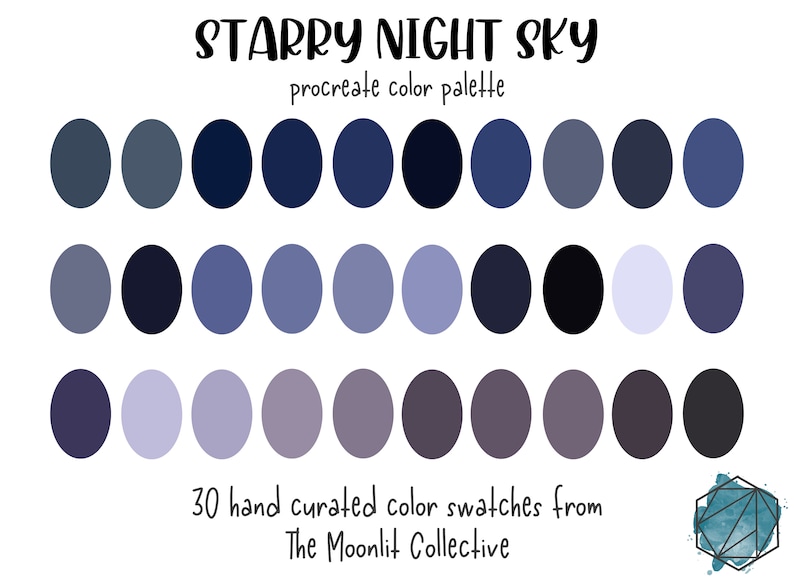 Starry Night Sky Procreate Color Palette: 30 Colors (digital Download ...