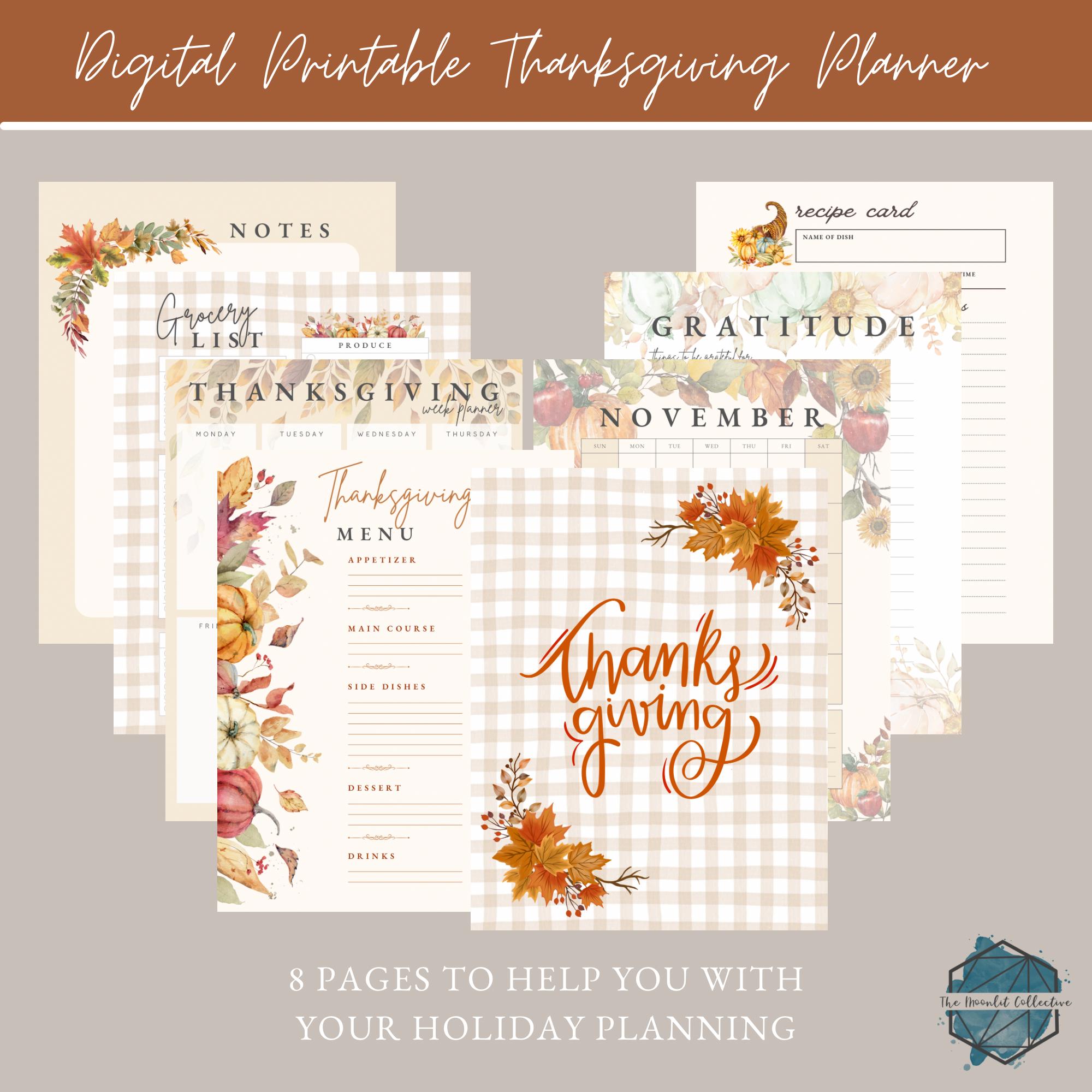 Thanksgiving Planner | Printable | Digital Download | Printable ...