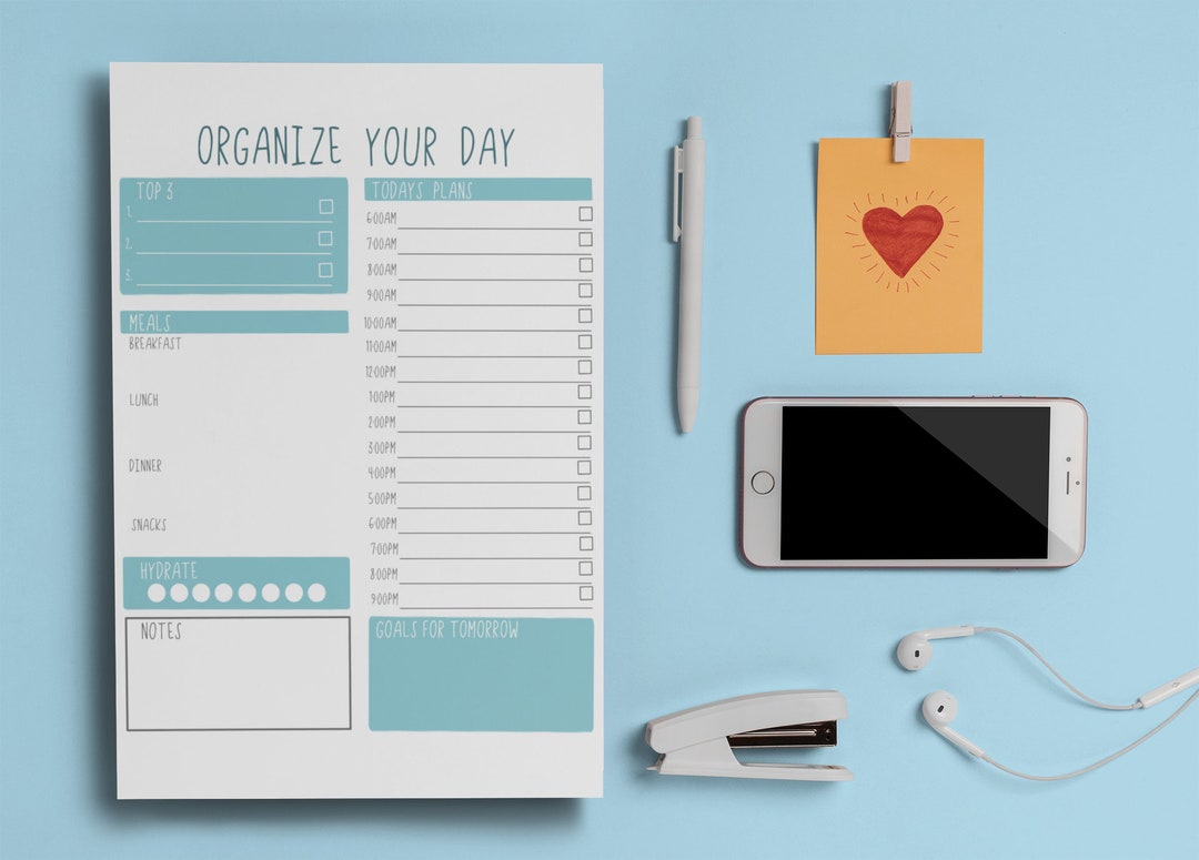 Organize Your Day, Daily to Do List, Printable, Digital, Goodnotes ...