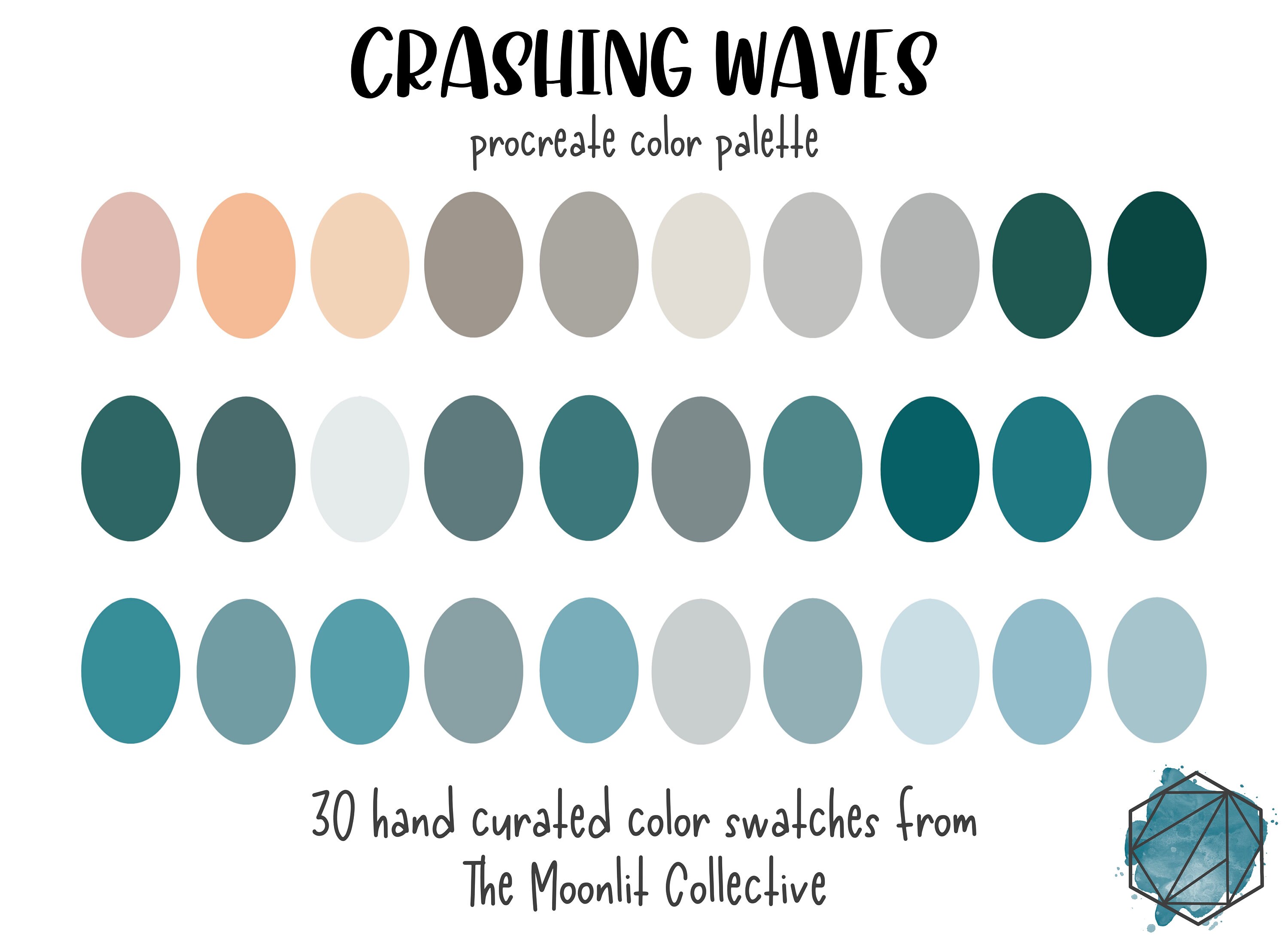 Crashing Waves Procreate Color Palette | 30 Colors | Color Palette ...