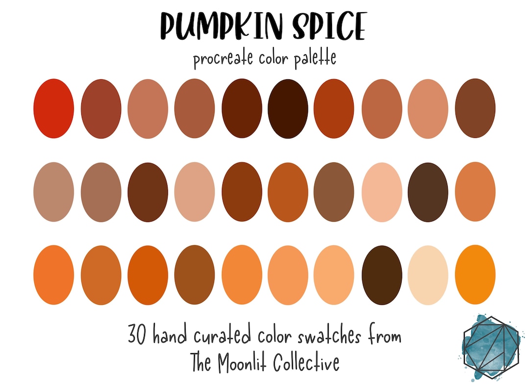 Pumpkin Spice Procreate Color Palette: 30 Autumn Colors (digital ...