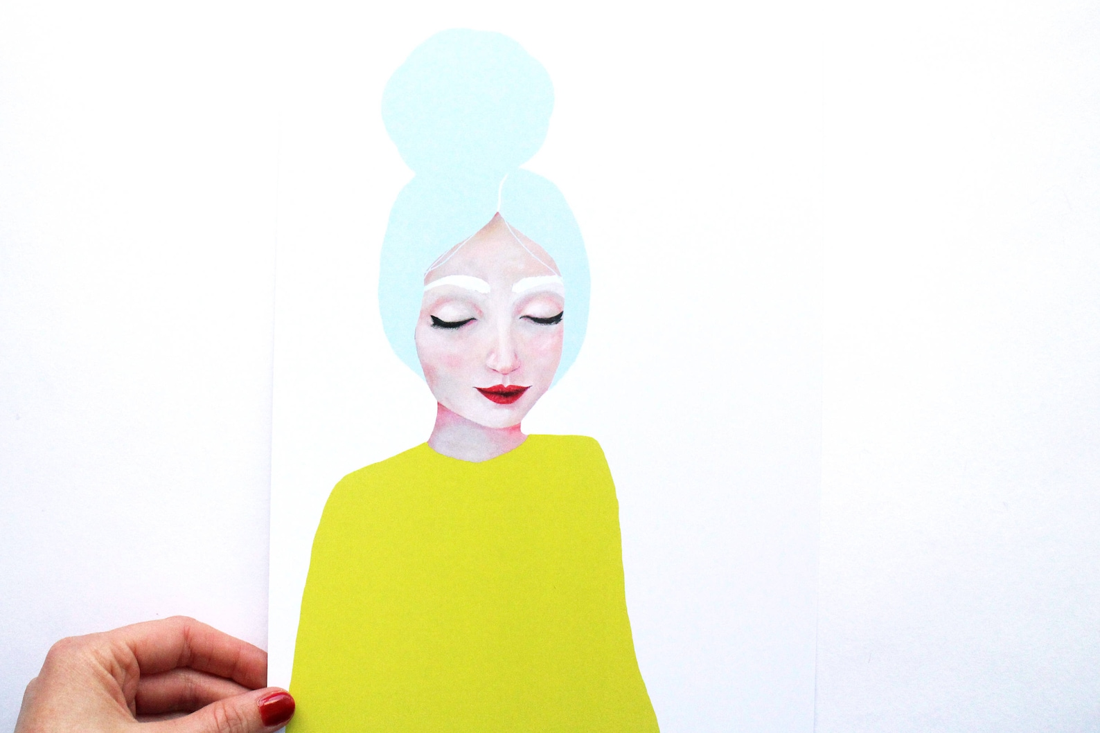 Lady With Topknot - A4 Print of Original Painting - Face Wall Art ...