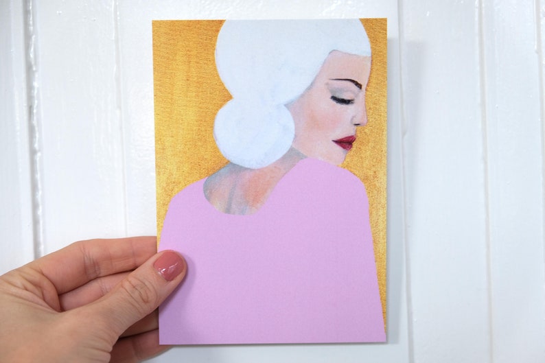 Card Portrait Acceptance A6 Card Painting Lady Woman - Etsy