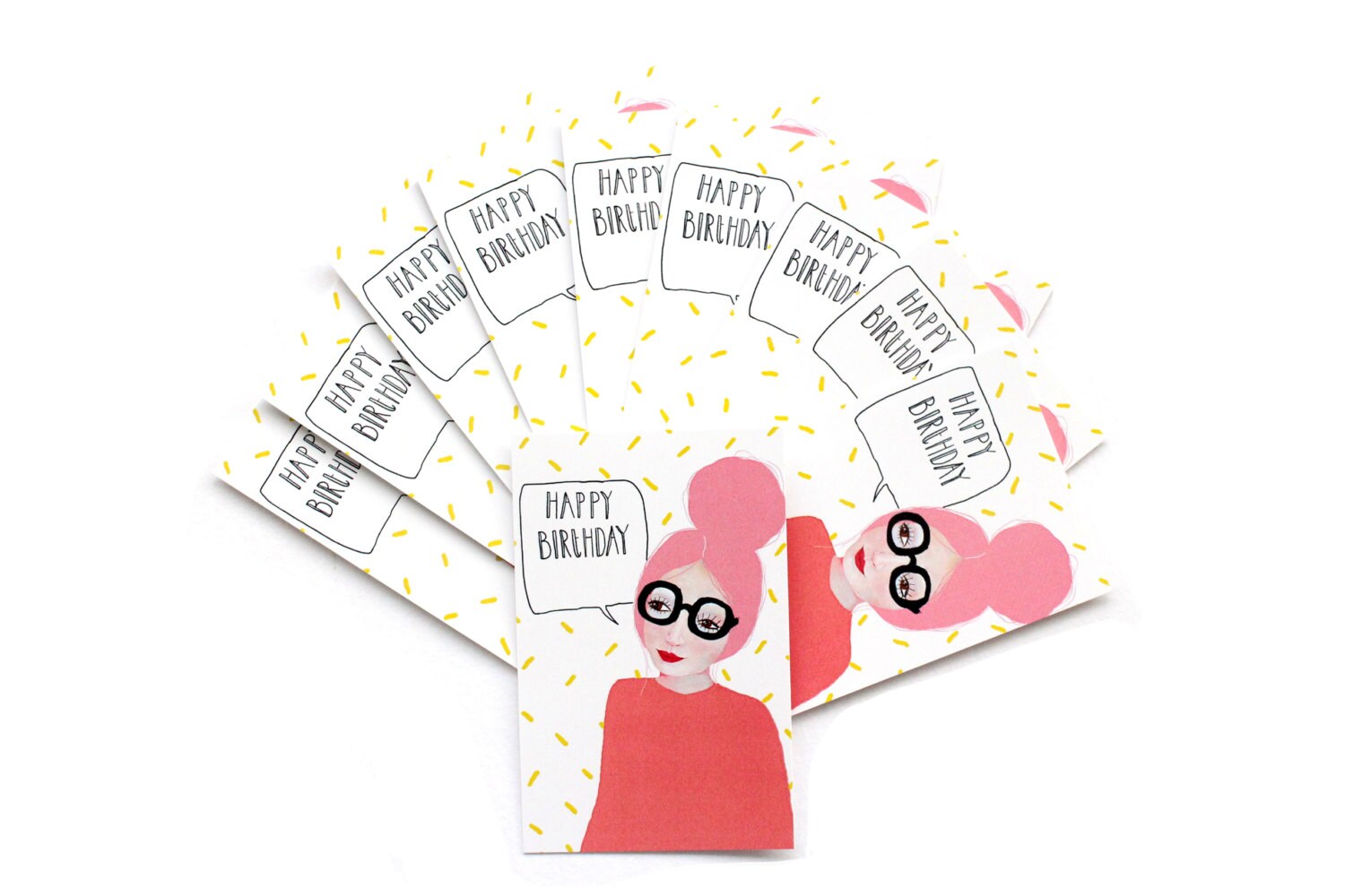 Small Happy Birthday Cards Personalize Stationary Set of 10 - Etsy