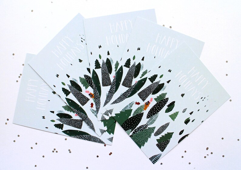 5x Cards Winter Wonderland set of five 5 Stationary Happy | Etsy