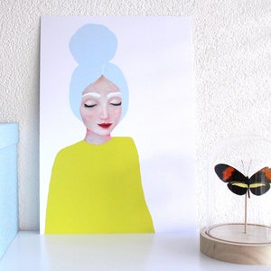 Lady With Topknot A4 Print of Original Painting Face Wall Art ...