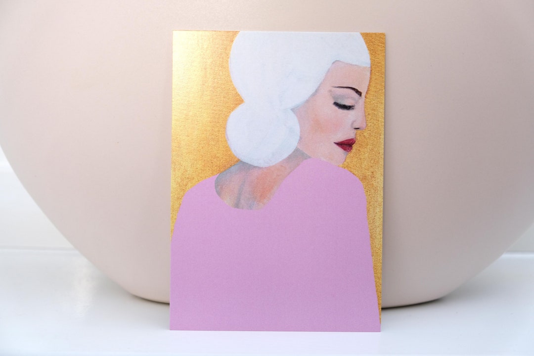 Card Portrait Acceptance A6 Card Painting Lady Woman Stationary ...