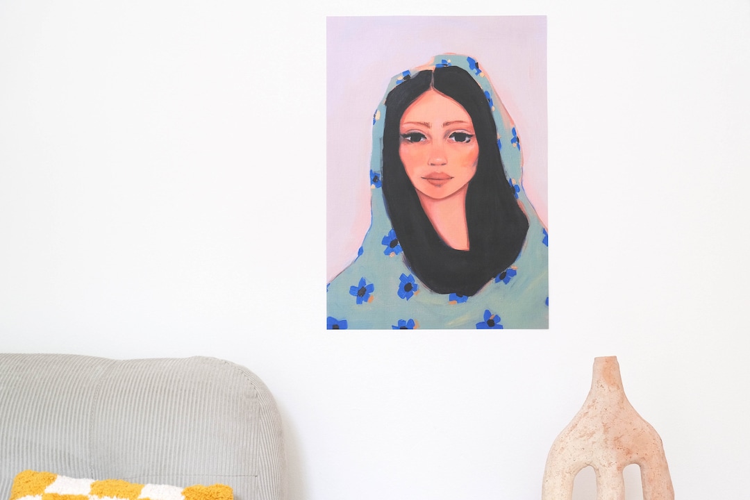 Centaurea A2 Poster Original Painting Portrait Women Face Wall Art ...