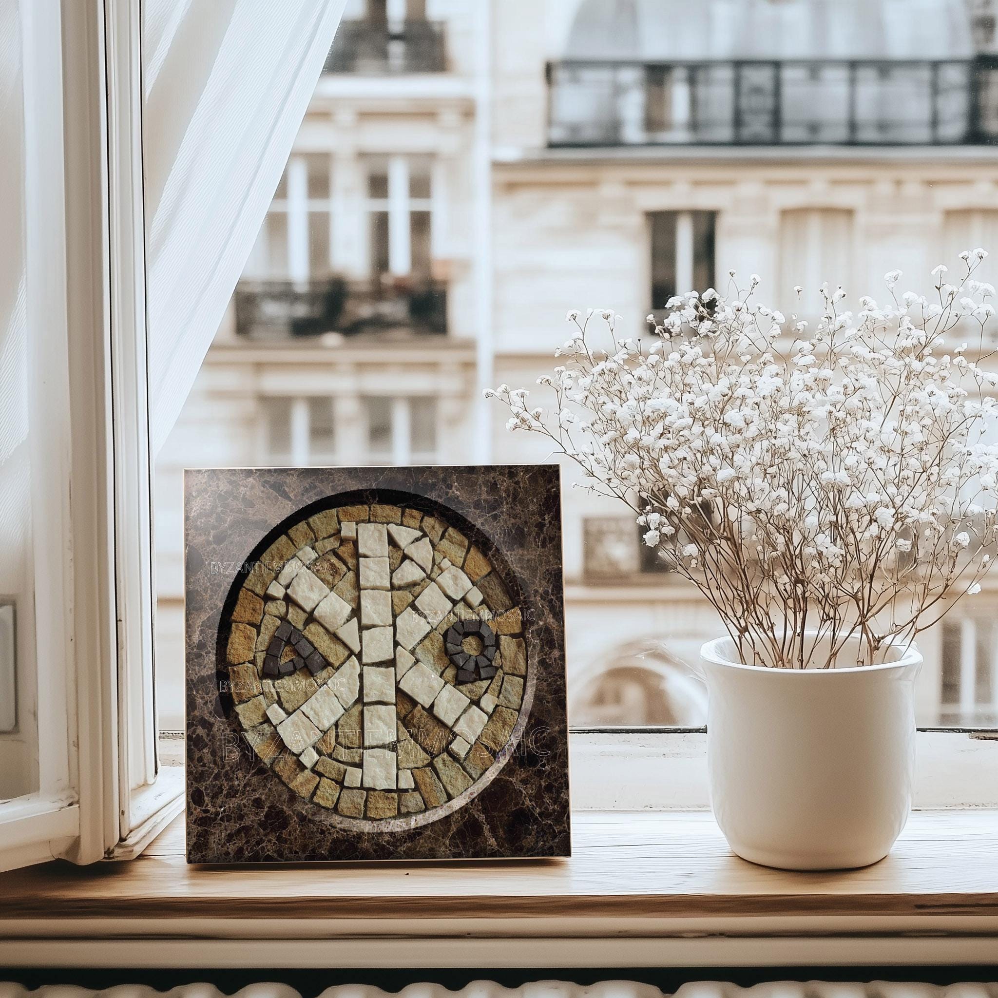 Christogram, Printable Mosaic Wall Art, Modern Catholic Art ...