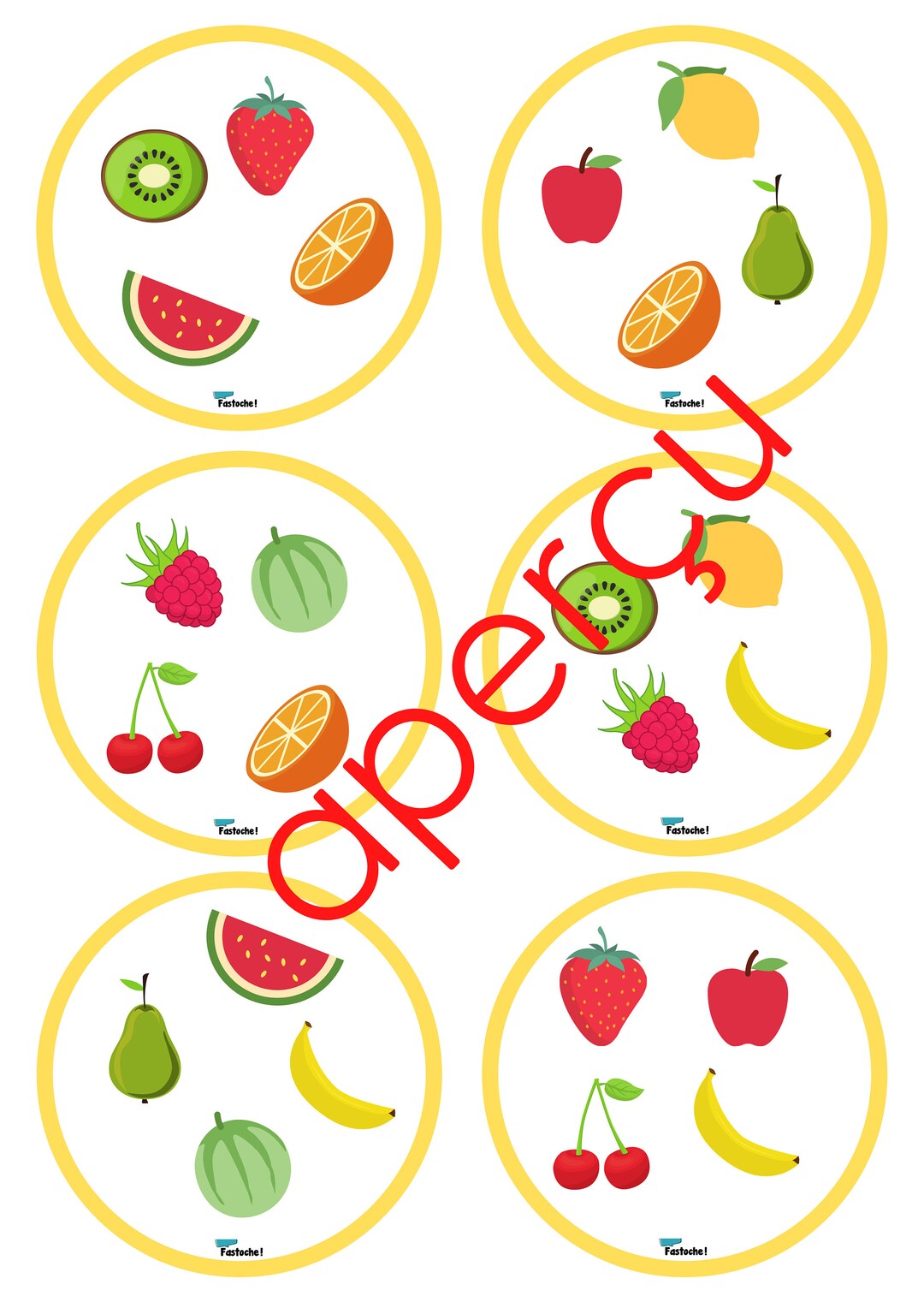 Dobble Type Game on the Theme of Fruits - Etsy