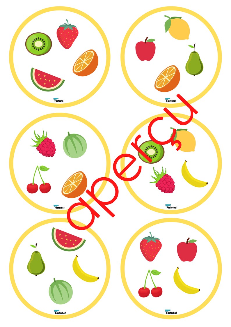 Dobble Type Game on the Theme of Fruits - Etsy