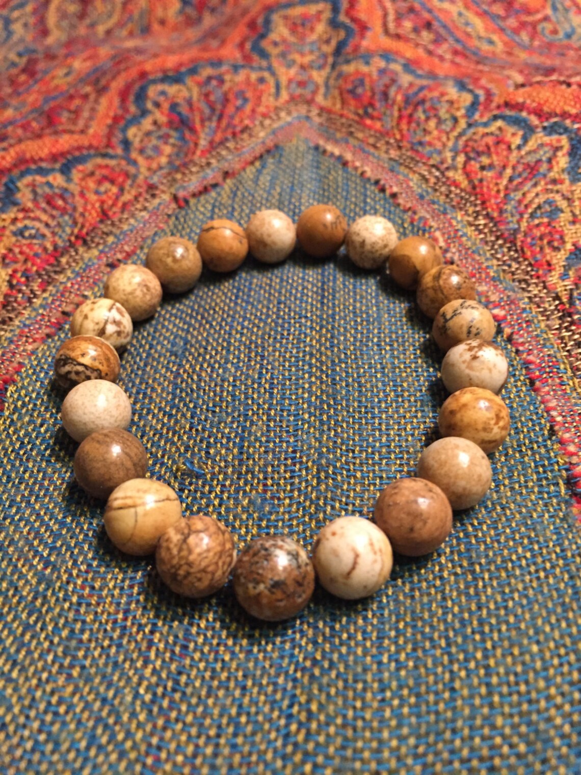 Picture Jasper Gemstone Healing Bracelet. Men's or - Etsy